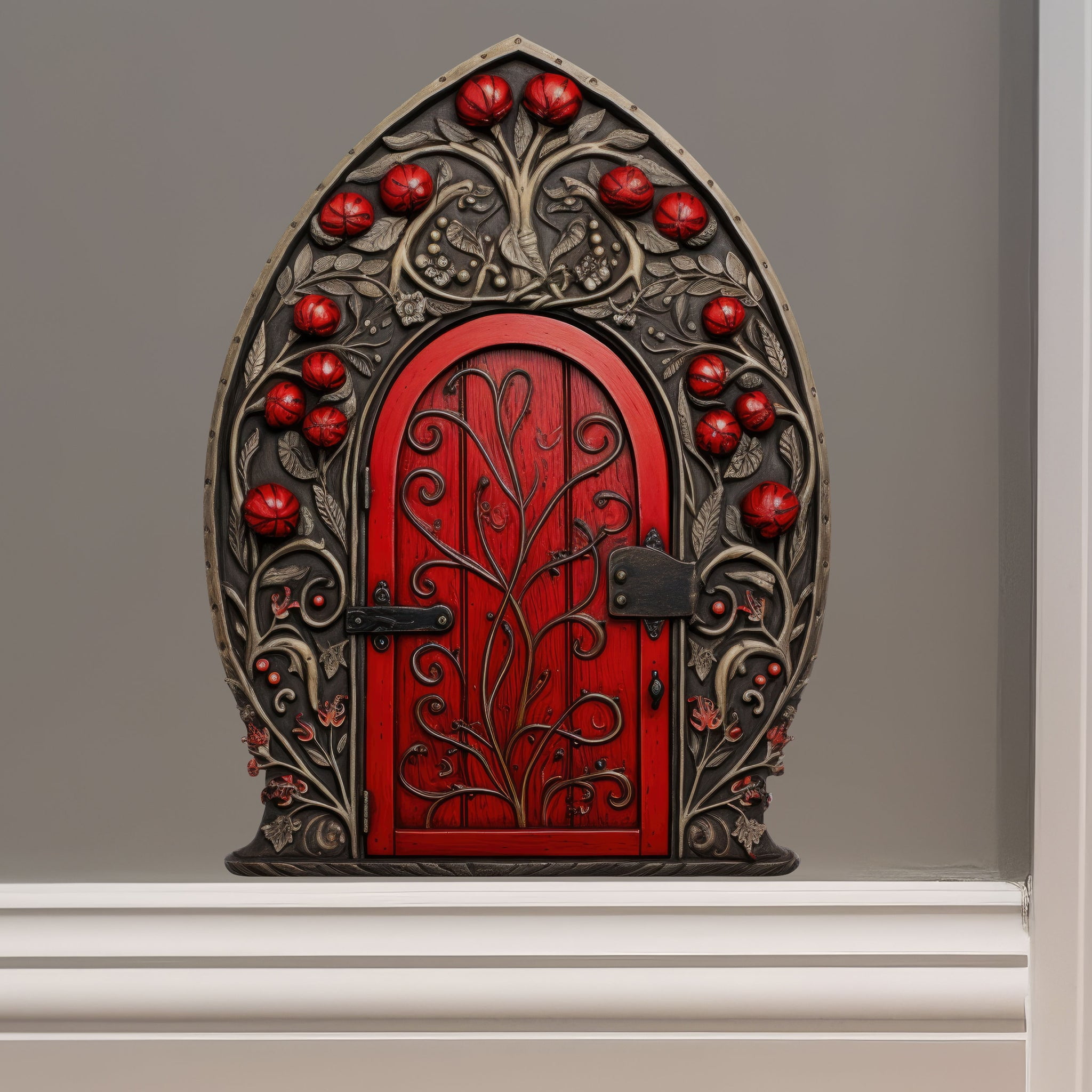 Red Berry Bush Fairy Door - Fairy Door 3D Wall Sticker - Walmart.com