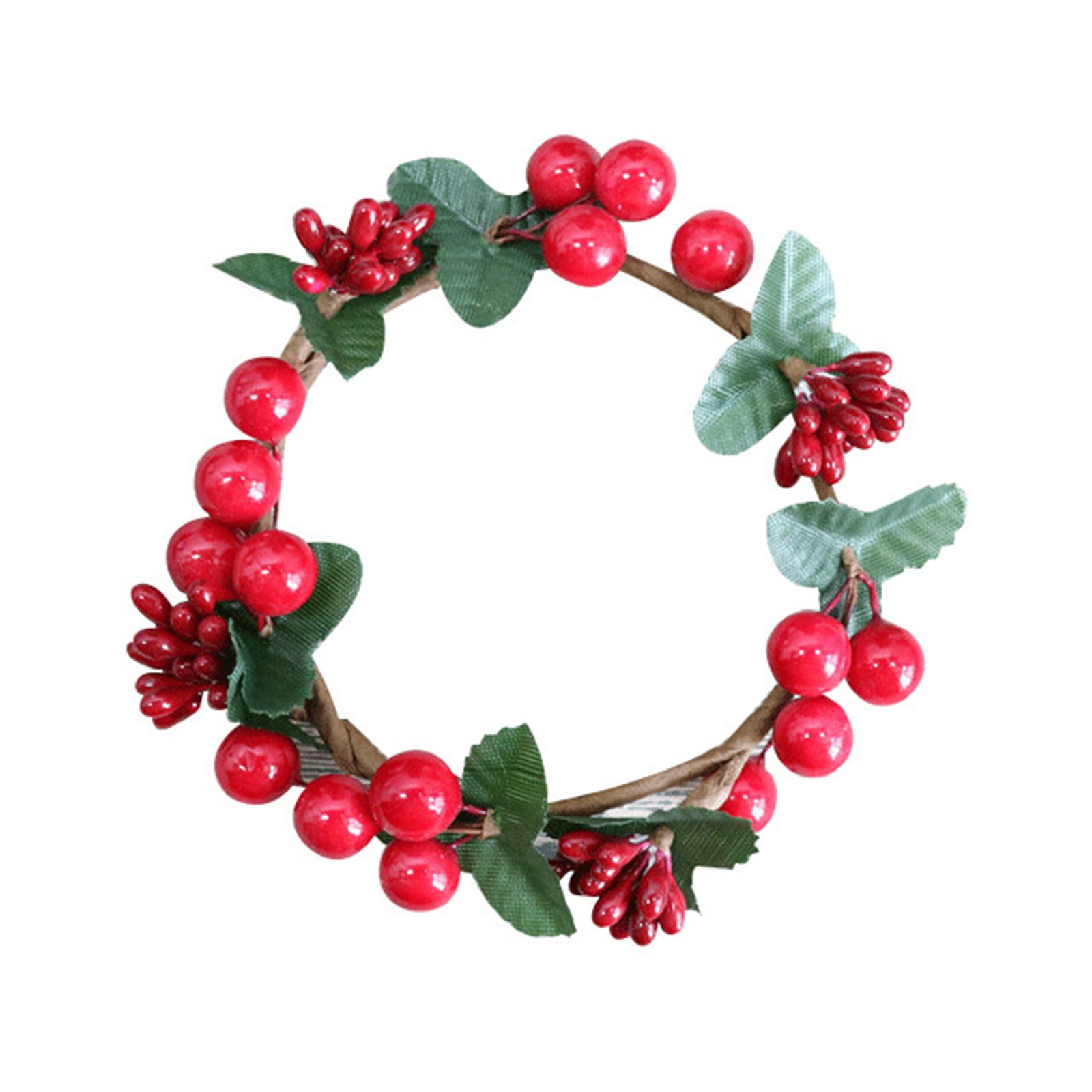 Red Berry Candlestick Table Wreath Holly Candlestick Ring Christmas ...