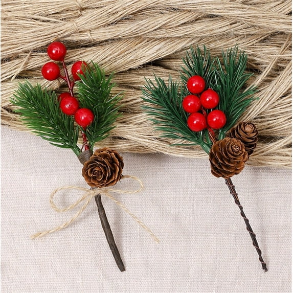 Red Berry Picks Stems for Crafts & Christmas Wreaths, Holly Artificial ...