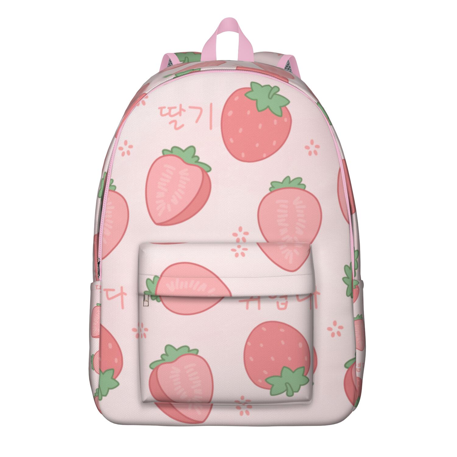 Red Berry Print Backpack with Strawberry Theme, Water-Resistant Oxford ...