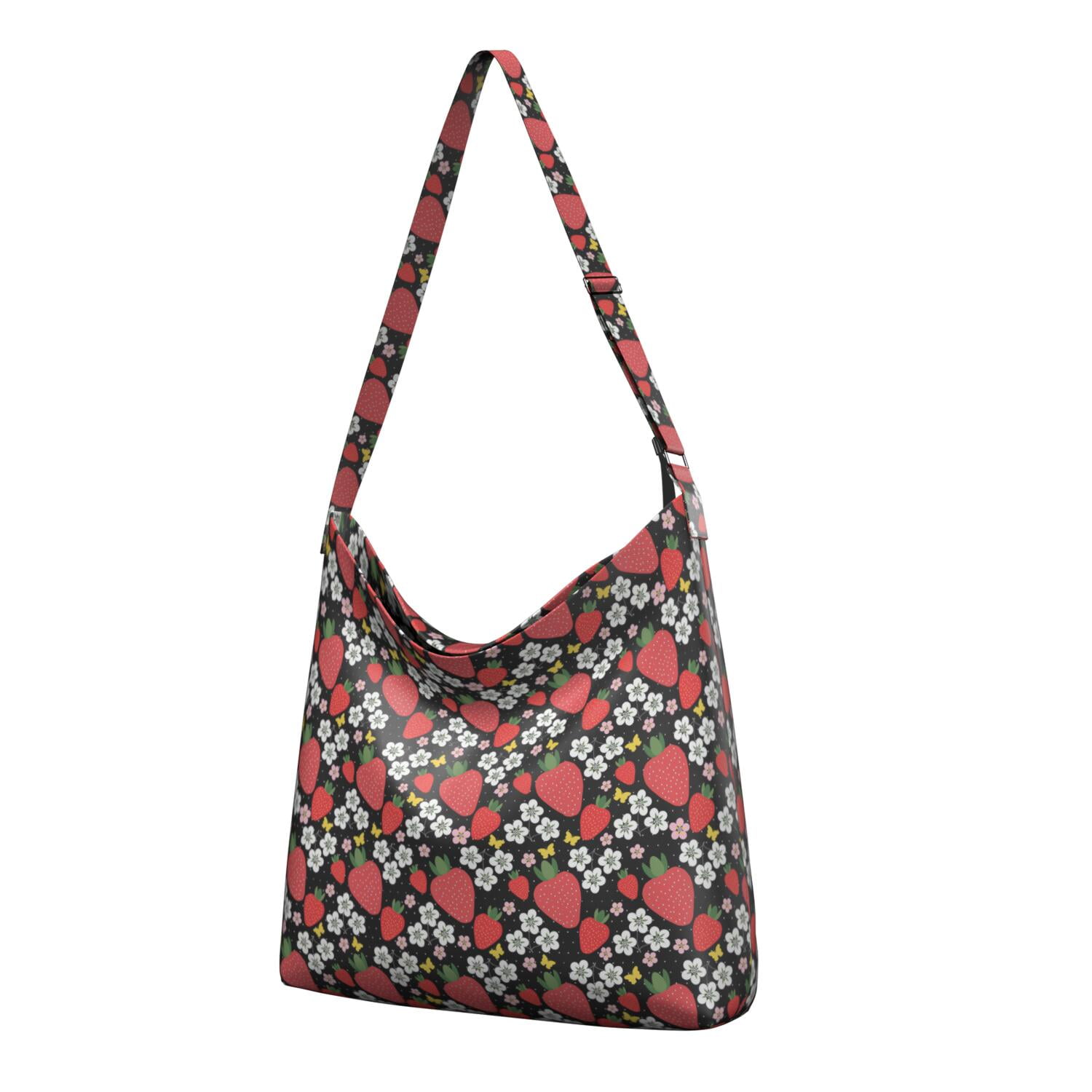Red Berry Print Crossbody Purse - Minimalist Large Capacity Tote Bag ...