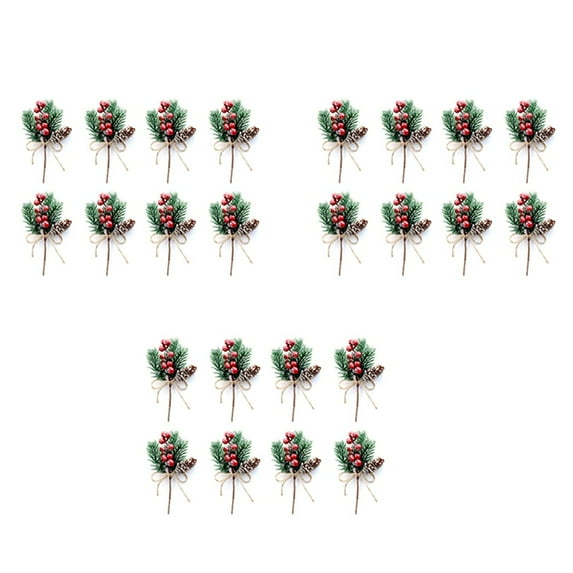 Red Berry Stems Pine Branches Evergreen Christmas Berries Decor 24 PCS ...
