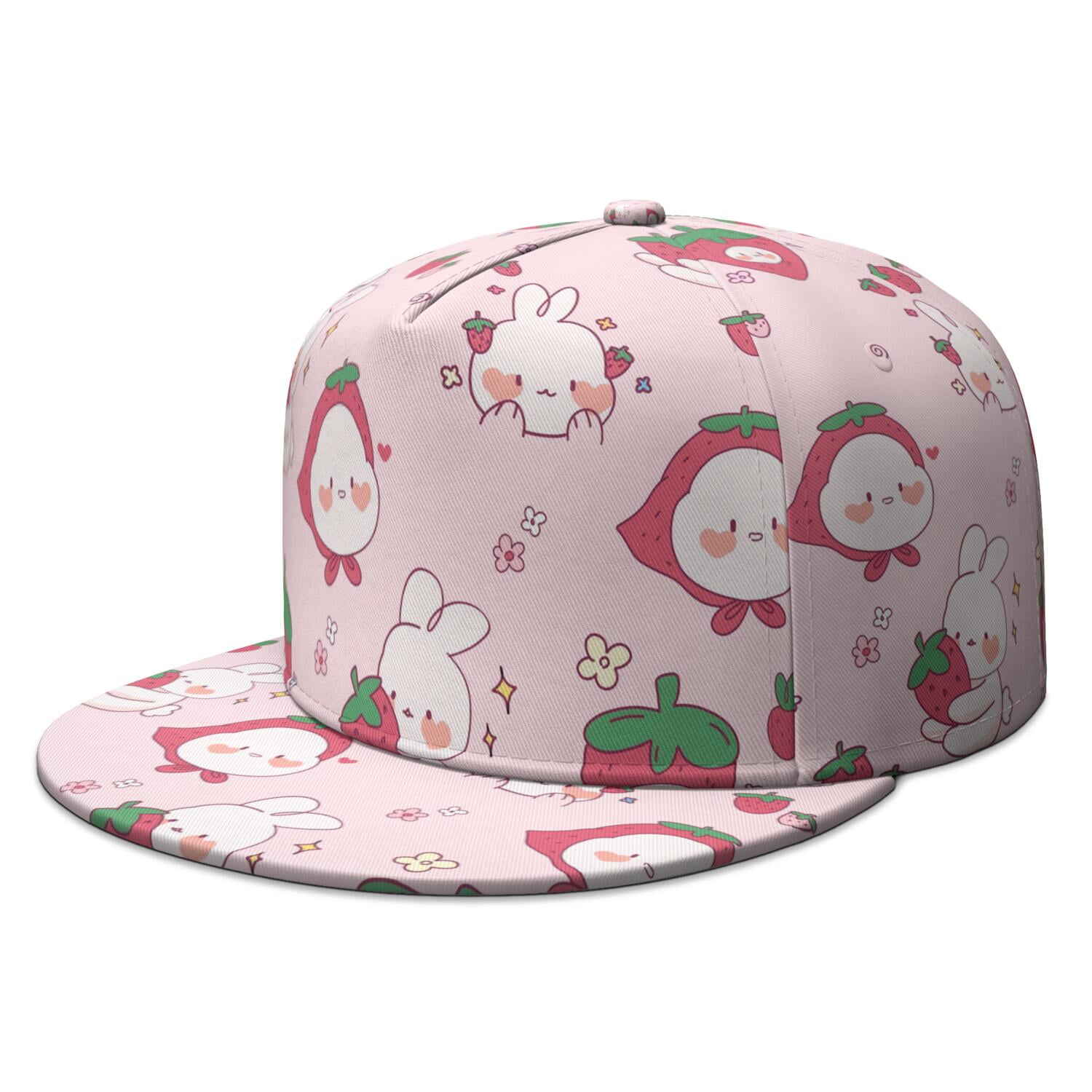 Red Berry Trucker Hat - Colored Strawberries & Flowers Design ...