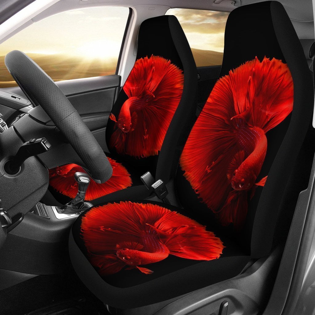 Red Betta Fish Print Car Seat Covers Set 2 Pc Car Accessories Seat ...
