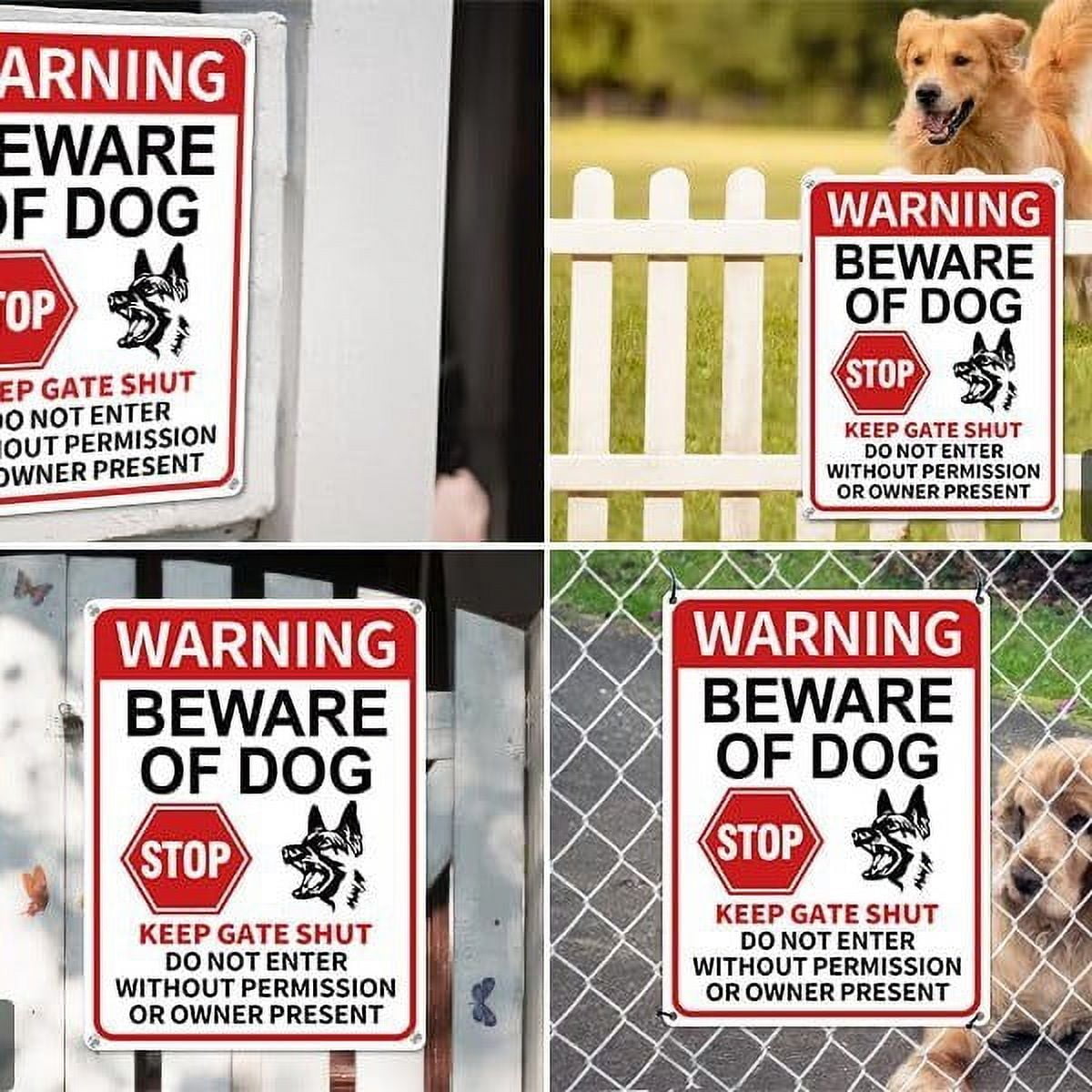 Red Beware Of Dog Sign Red Beware Of Dog Sign At Night Door Aluminum ...