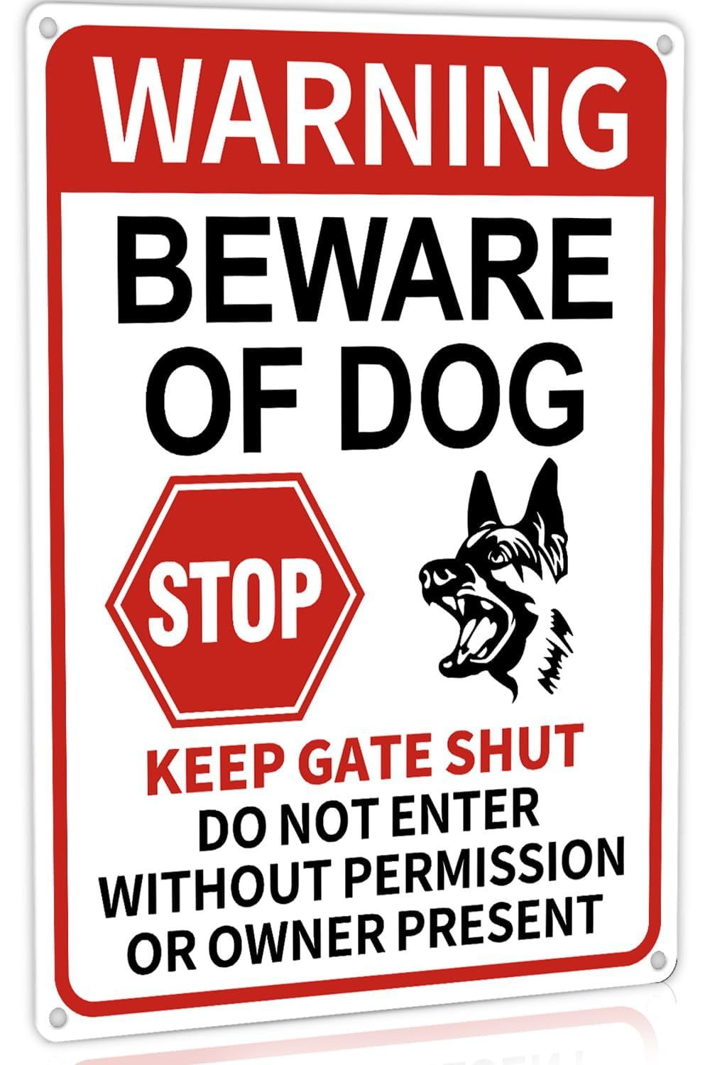 Red Beware Of Dog Sign Red Beware Of Dog Sign At Night Door Aluminum ...