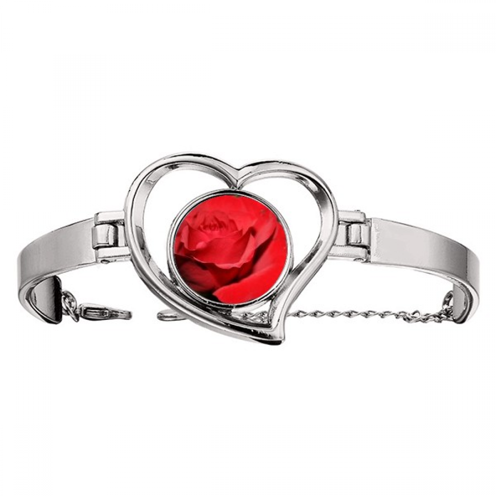 Red Big-sized Roses Flowers Bracelet Heart Jewelry Wire Bangle ...