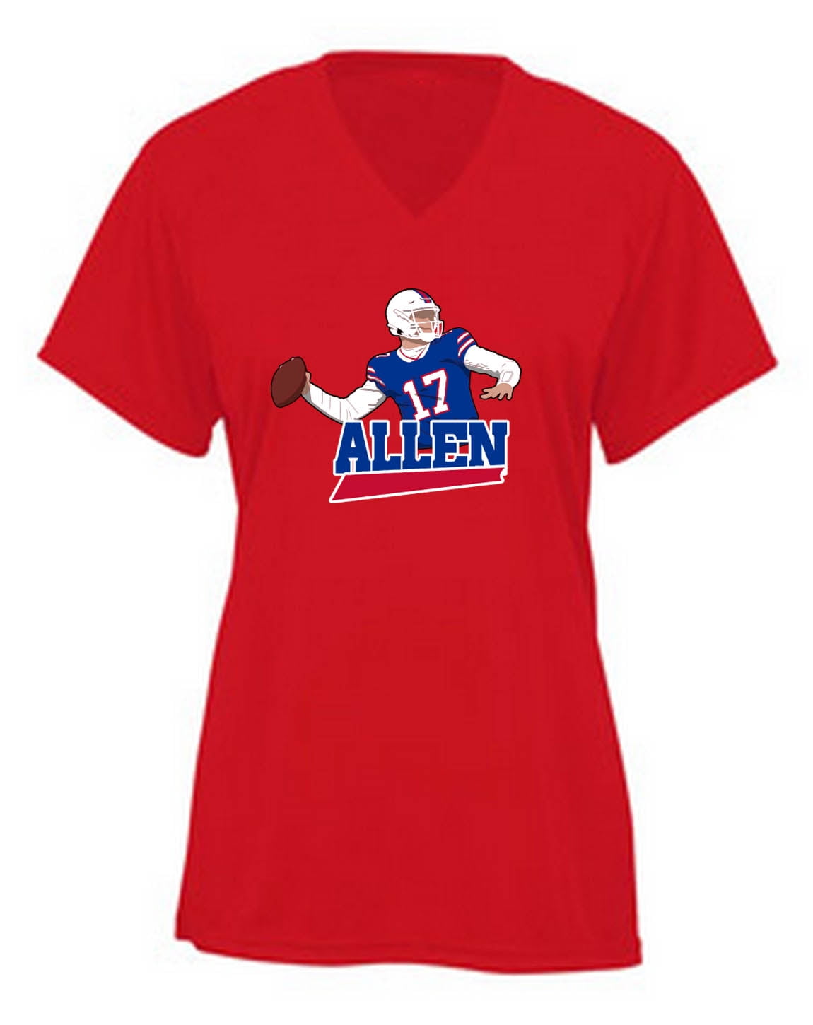 Red Bills Josh Allen Logo Pic LADIES V-NECK T-shirt - Walmart.com