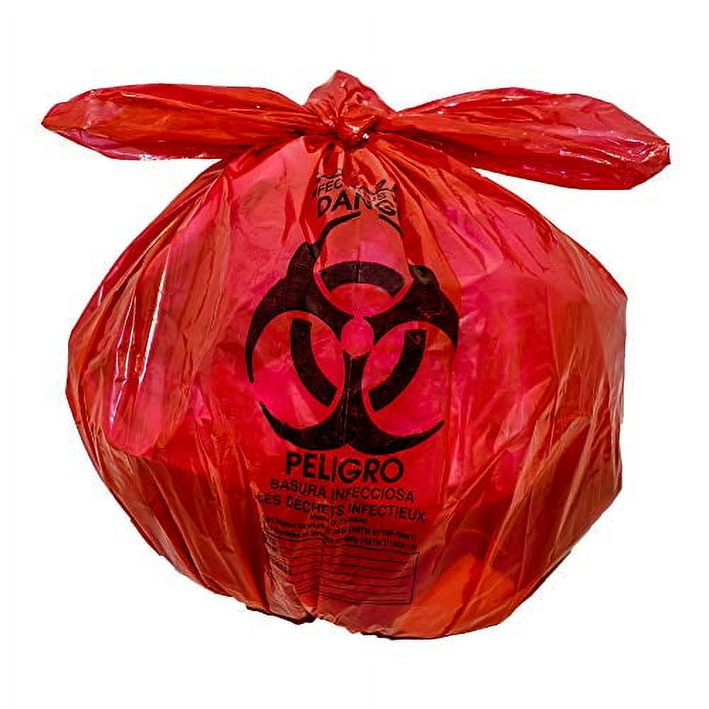 Red Biohazard Bags 37 in x 50 in 1.2 mil Case:100 (44 Gallon Pack 100 ...