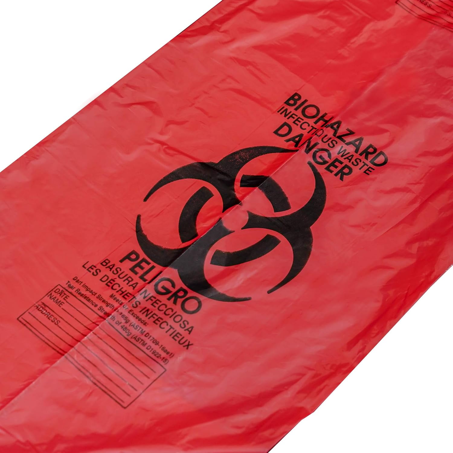 Red Biohazard Bags 37 in x 50 in 1.2 mil Case:100 (44 Gallon Pack 100 ...