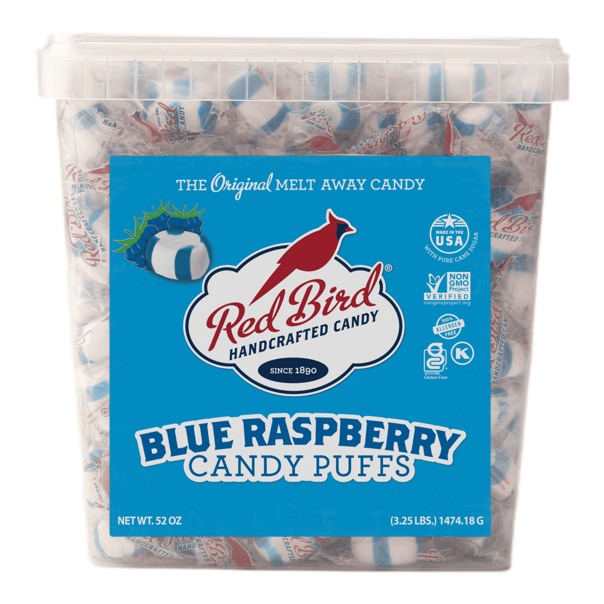 Red Bird Blue Raspberry Candy Puffs, Individually Wrapped, Allergen ...