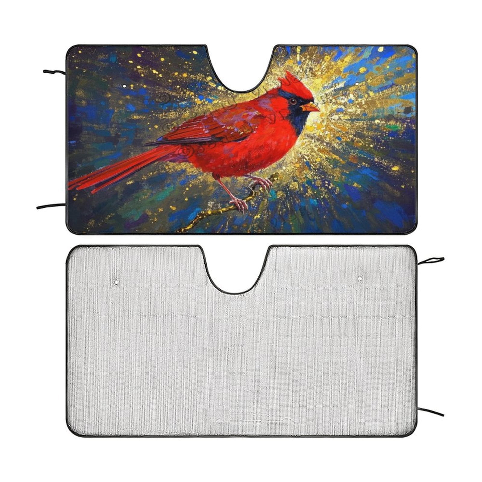 Red Bird Car Windshield Sun Shade - Foldable Reflective Sun Visor for ...