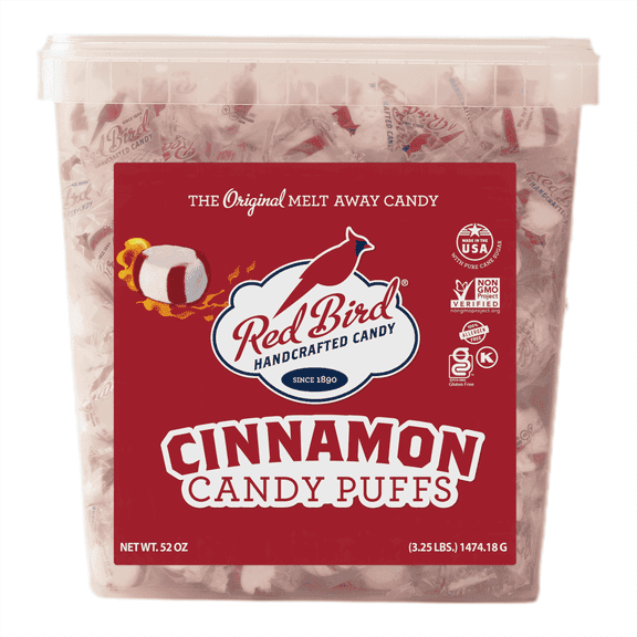 Red Bird 18 oz Soft Peppermint Candy Puffs Cane Sugar Candy Tub ...