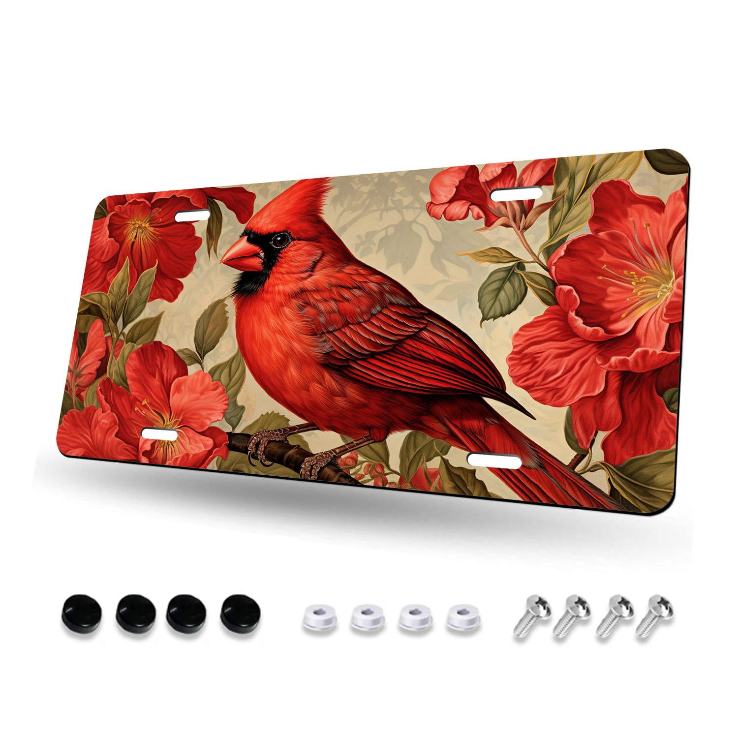 Red Bird Elegant Plate Cover, Decorative Aluminum Novelty License Plate ...