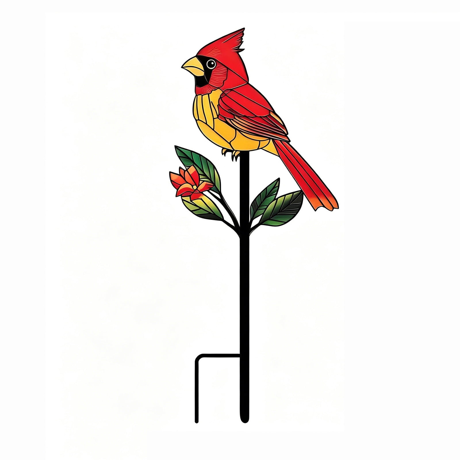 Red Bird Flat Metal Garden Stake,Cute Animal Yard Art,Rustproof Iron ...
