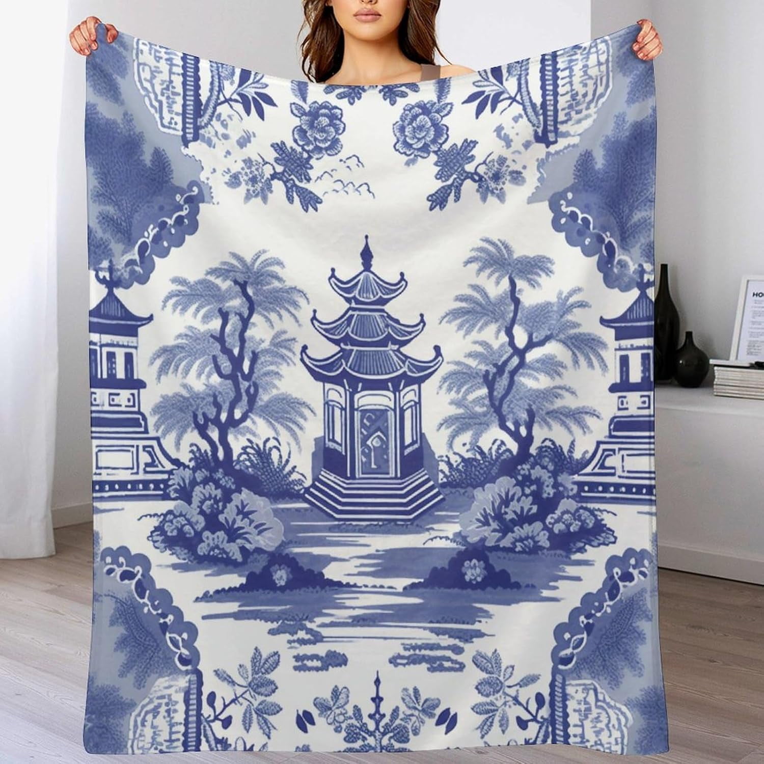 Red Bird Floral Flower Blanket Asian Style Fleece Throw Blanket 60"x80 ...