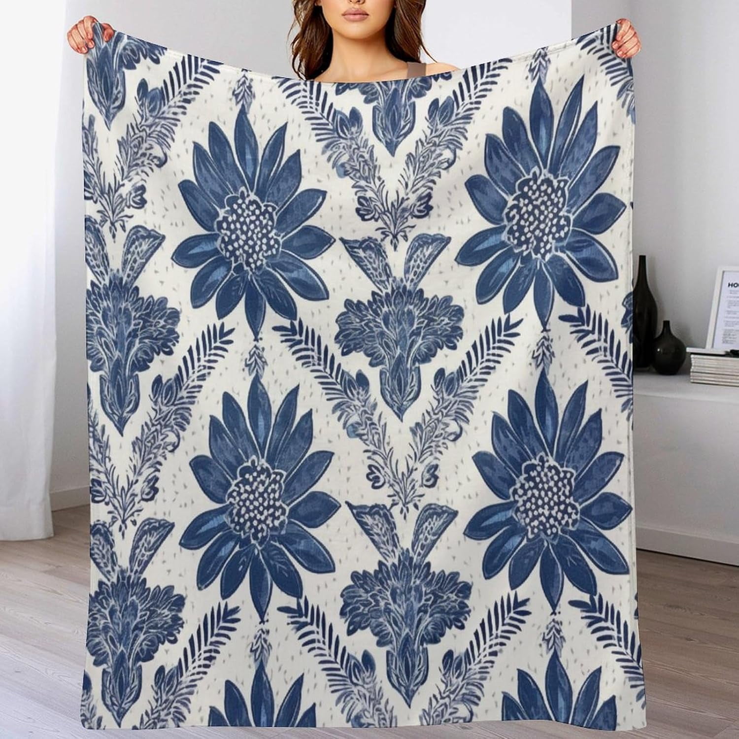 Red Bird Floral Flower Blanket Asian Style Fleece Throw Blanket 60"x80 ...