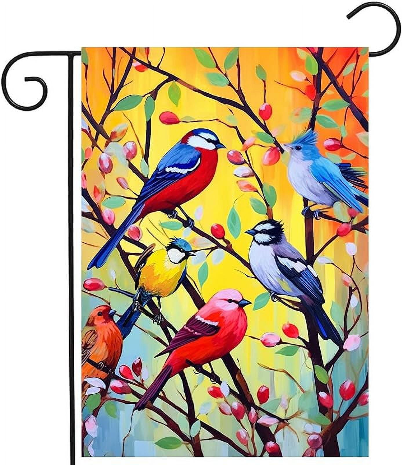 Red Bird Garden Flag Tree Birds Flag Small Hummingbird Garden Flag ...