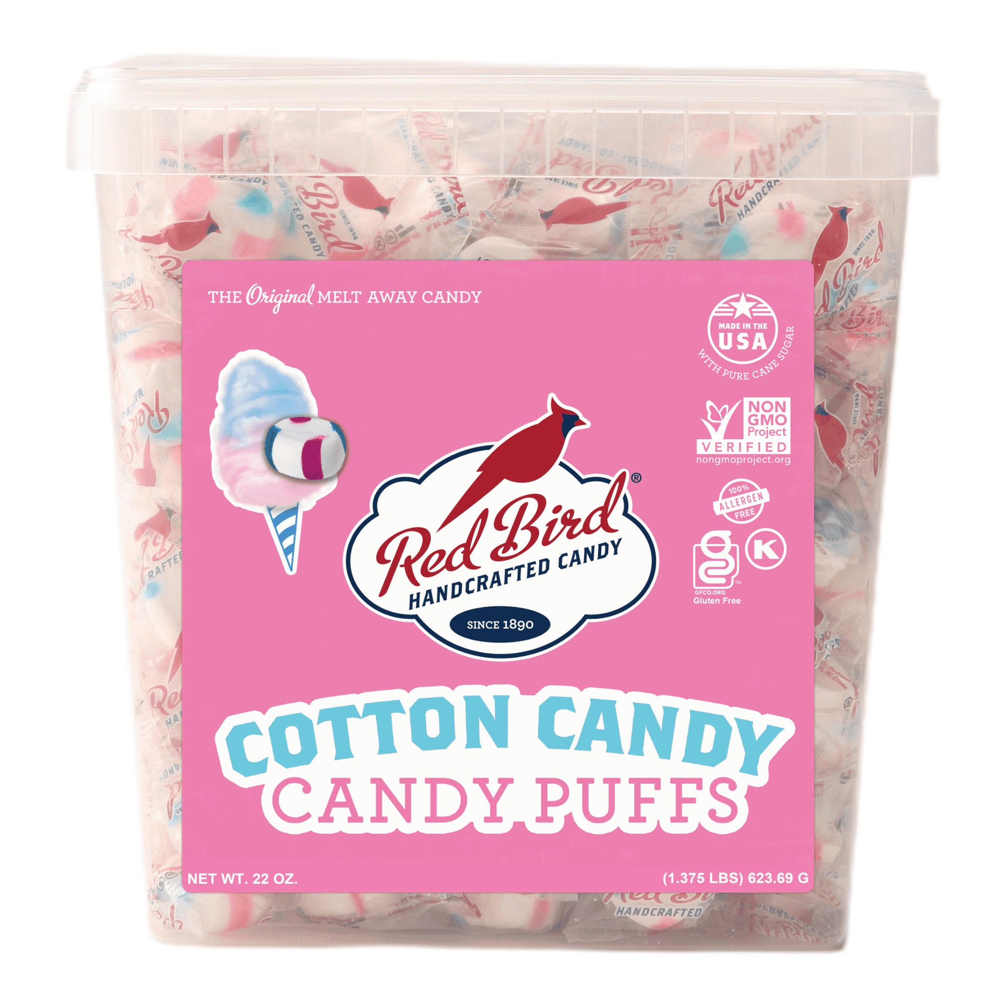 Red Bird Soft Mint Cotton Candy Puffs, Gluten Free, Kosher, Non-GMO, 52 ...
