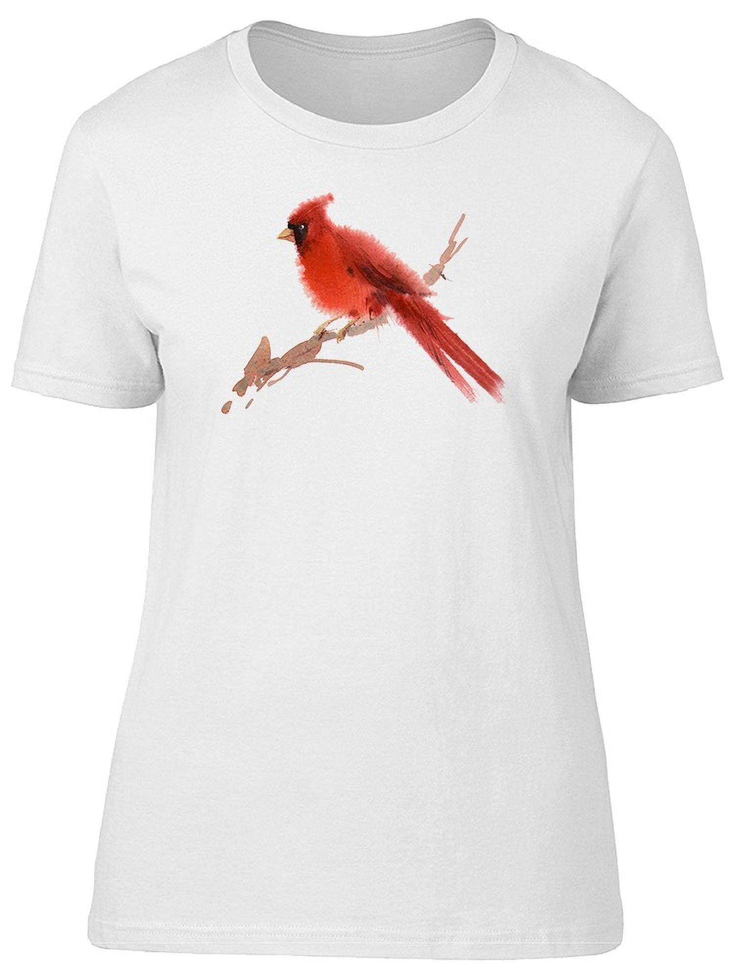 Red Bird On A Branch T-Shirt Women -Image by Shutterstock, Female ...