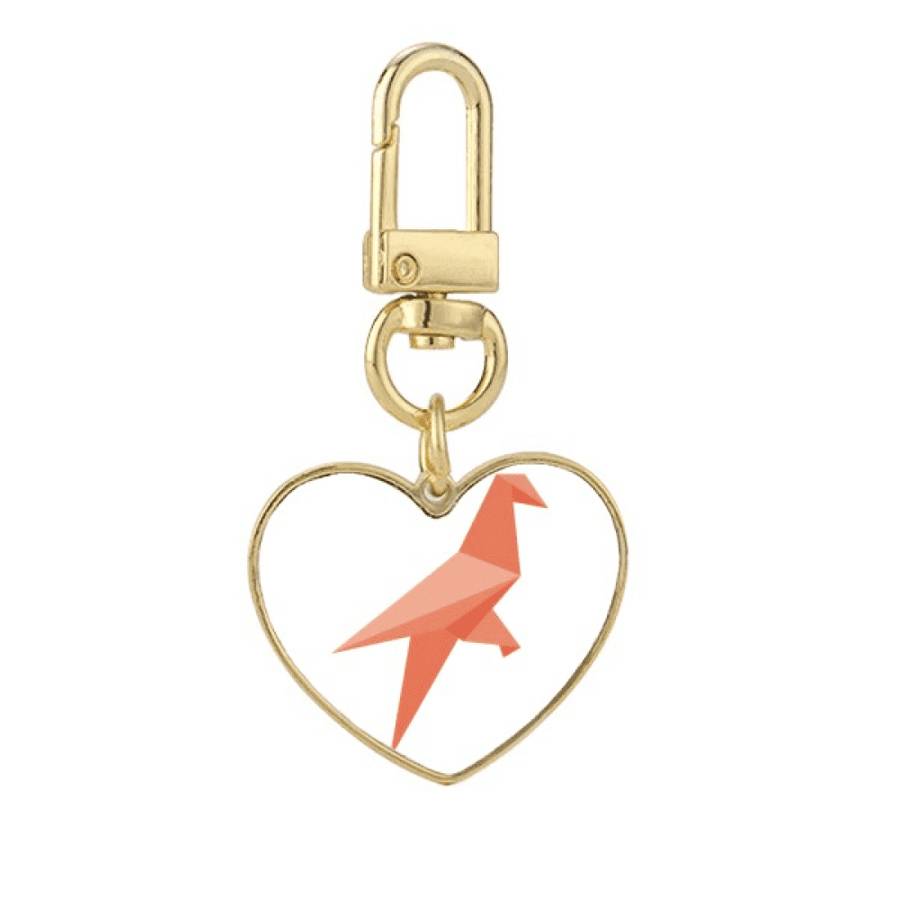Red Bird Origa Pattern Gold Heart Keychain Metal Keyring Holder ...