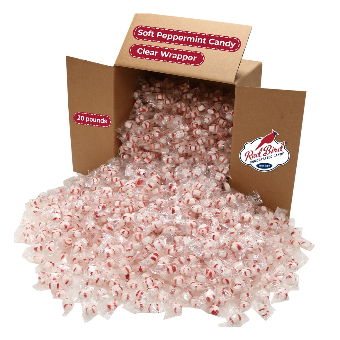 Red Bird Soft Peppermint Candy, 20 lb Bulk Box, Individually Wrapped ...