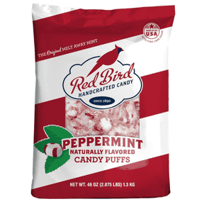 Red Bird 18 oz Soft Peppermint Candy Puffs Cane Sugar Candy Tub ...