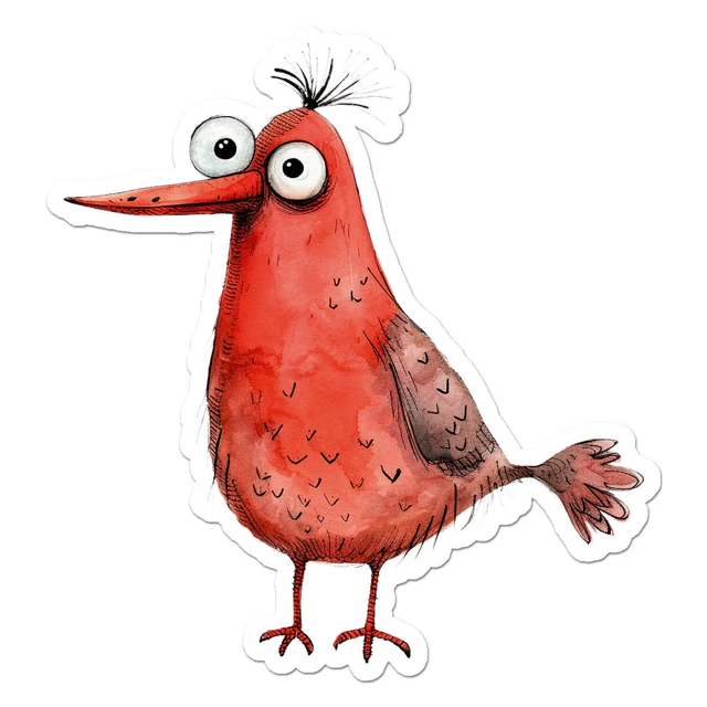 Red Bird Sticker Phone Decal Water Bottle Stickers Car Decals, Laptop ...