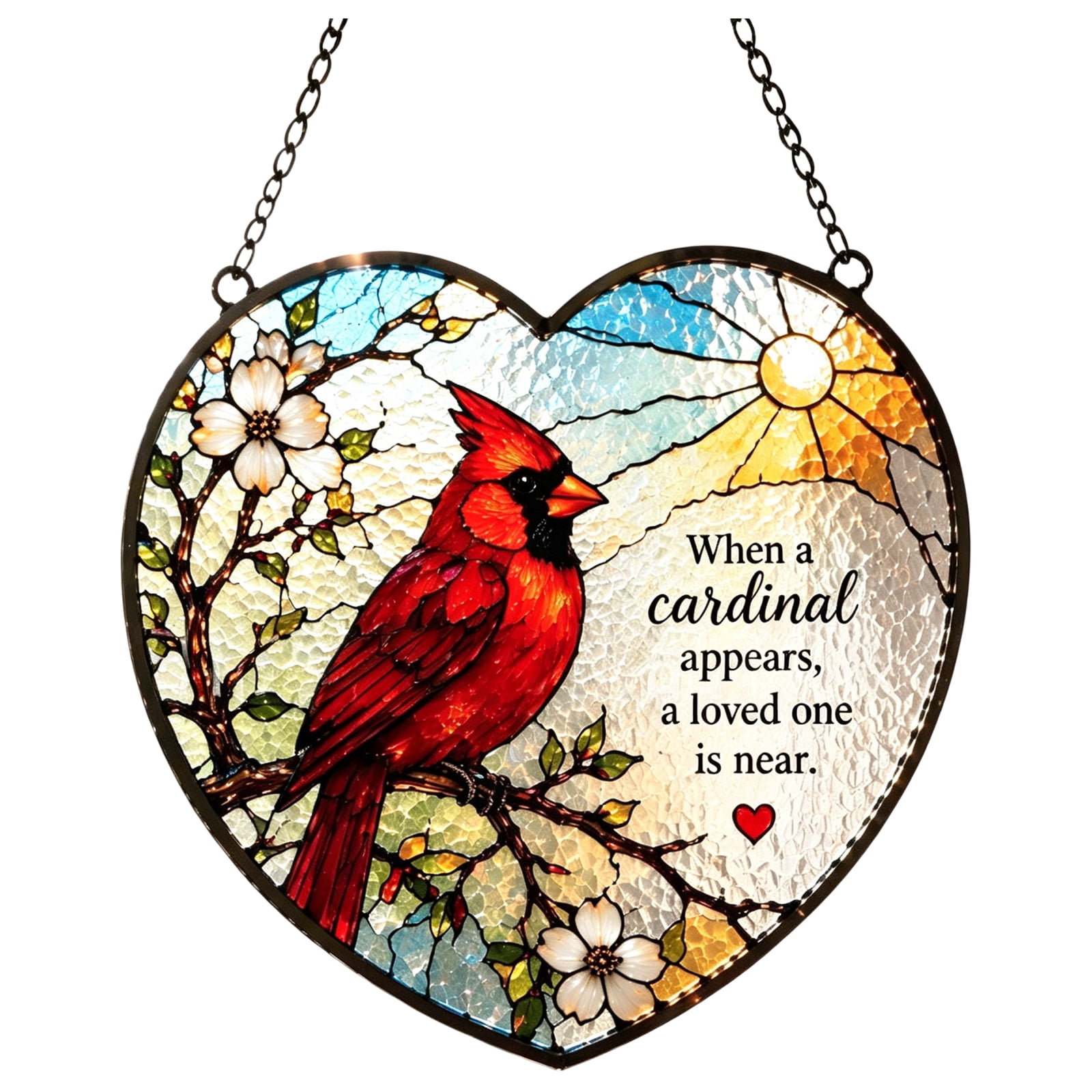 Red Bird Wall Hanging Decorations Ornament with Chain Outdoor Sun ...