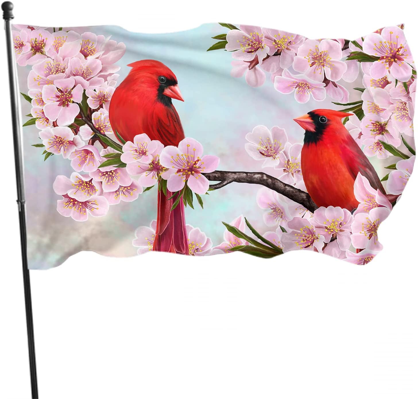Red Birds Flag 3x5 ft Outdoor,pink flowers spring Garden Flags House ...