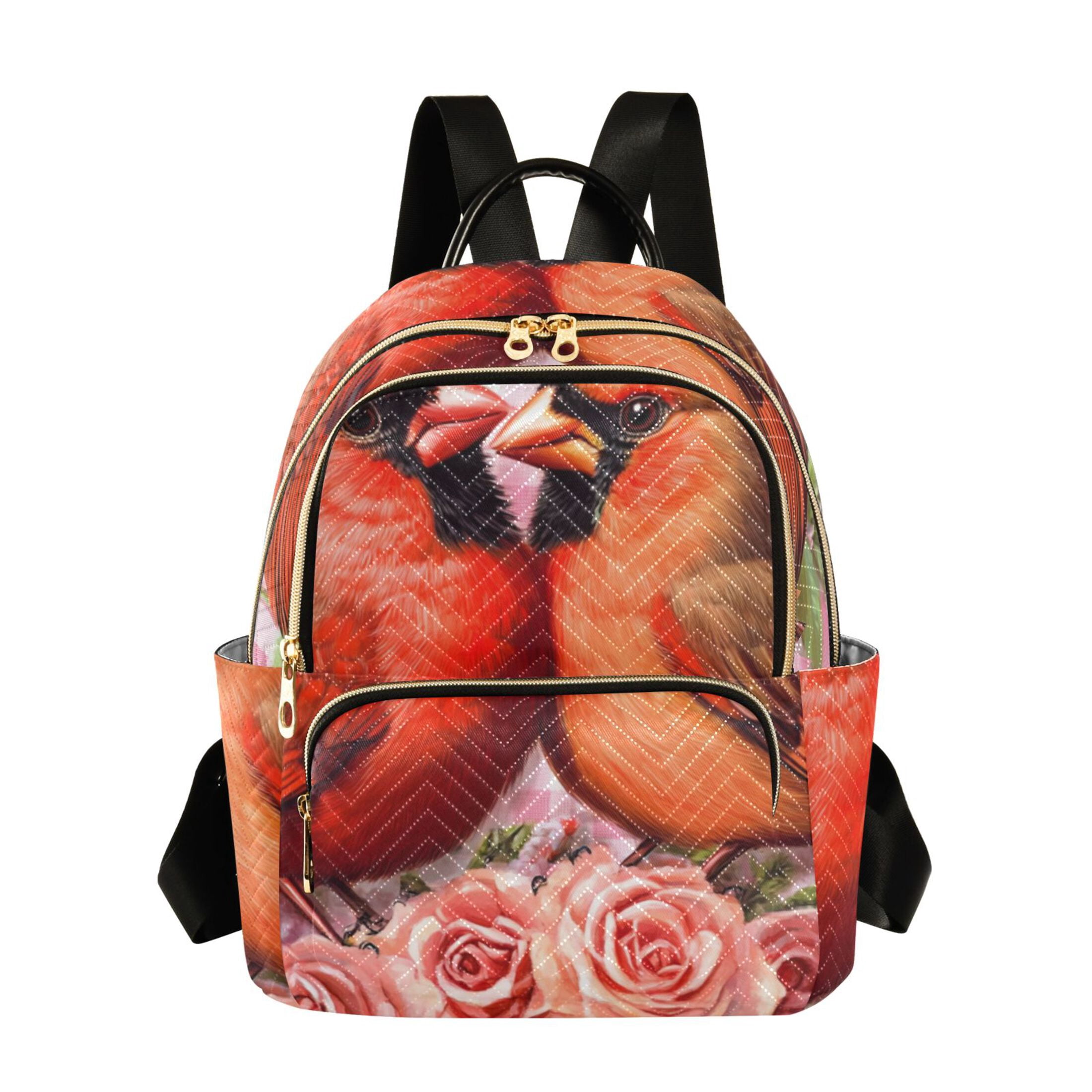 Red Birds Hearts Roses Plaids Valentine Quilted Backpack Fashion ...