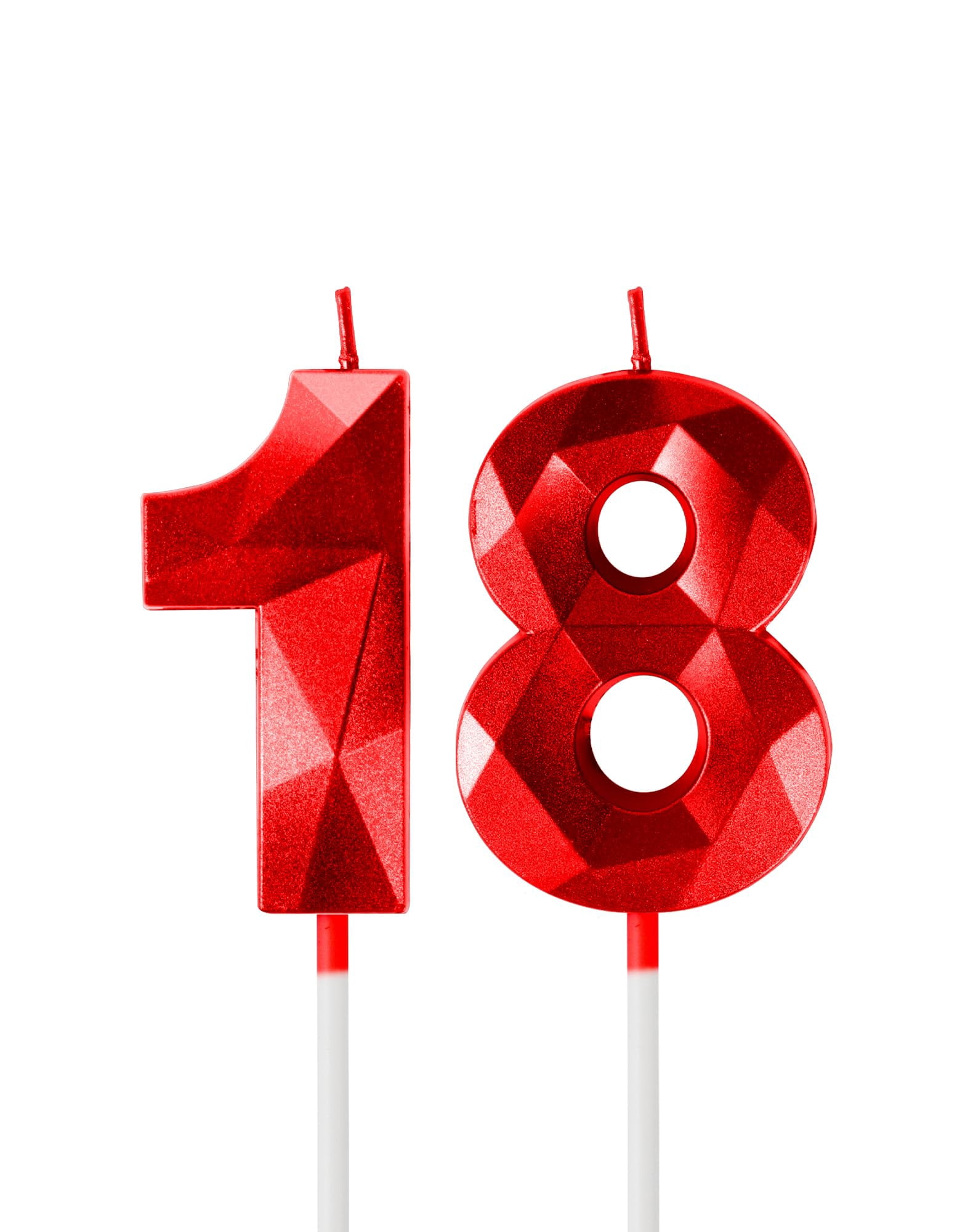 Red Birthday Candles for Cake, Number ZLK1 18 Candle for 18th Birthday ...