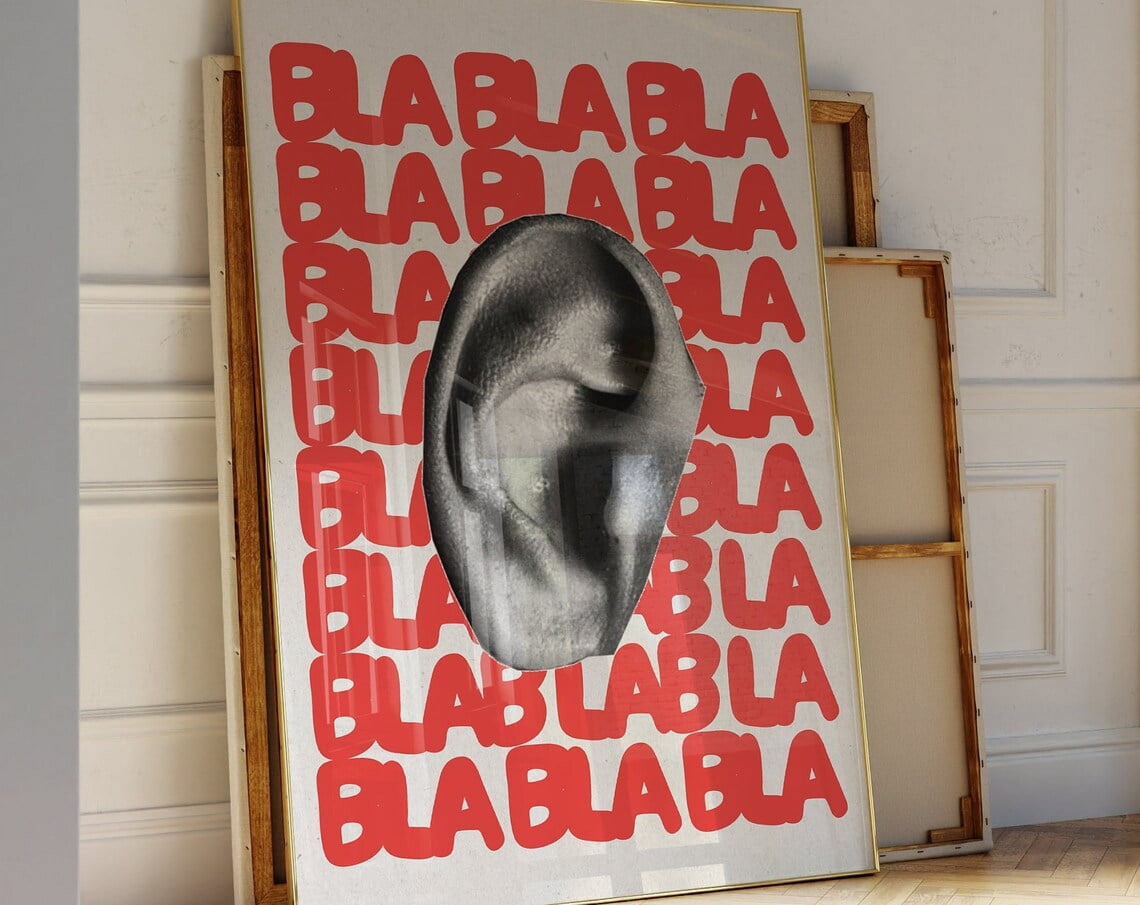 Red Bla Bla Poster, Funny Typography Maximalist Humorous Saying Print ...