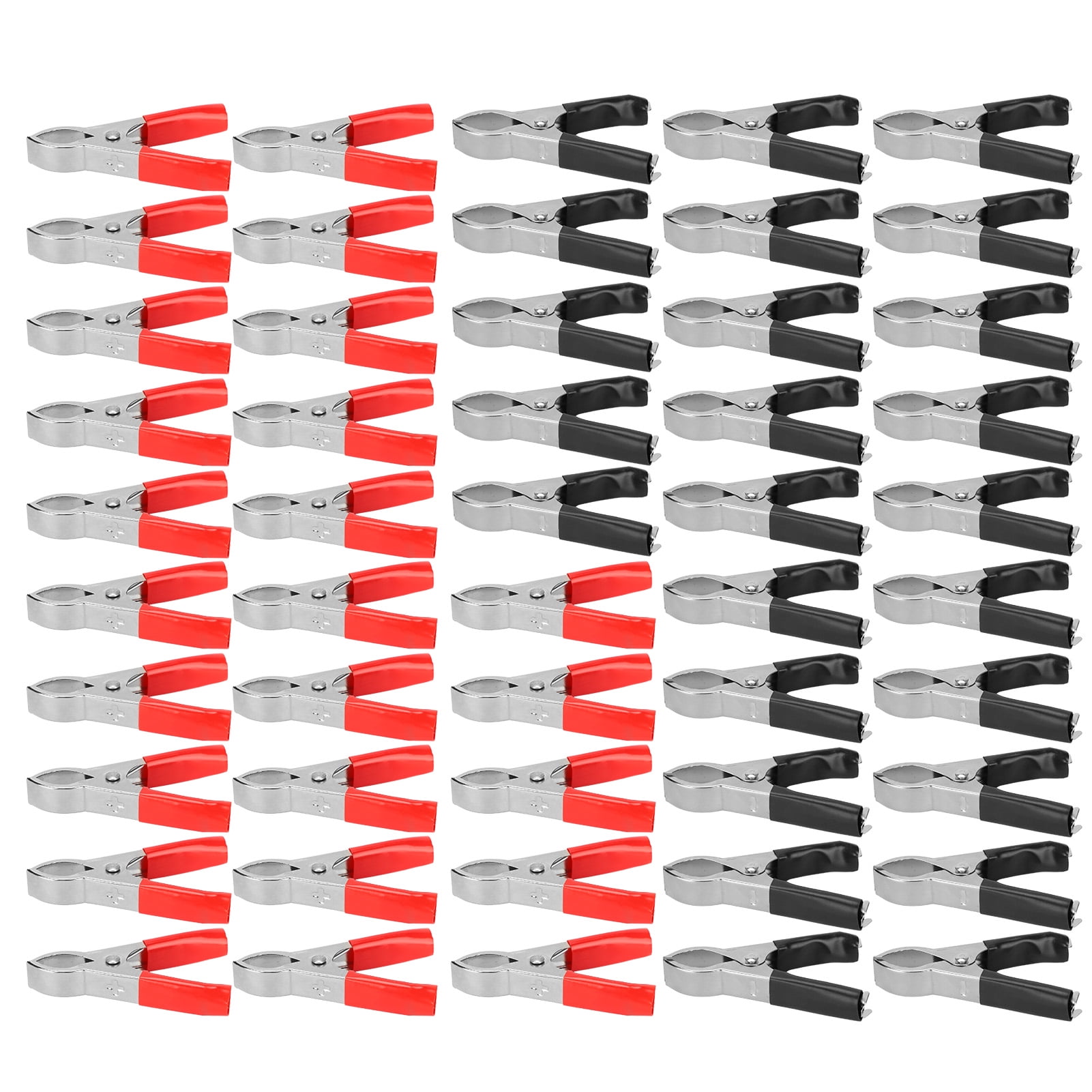Red and Black 30A Battery Cable Clips, 50-Pack, Steel and PVC Insulated ...