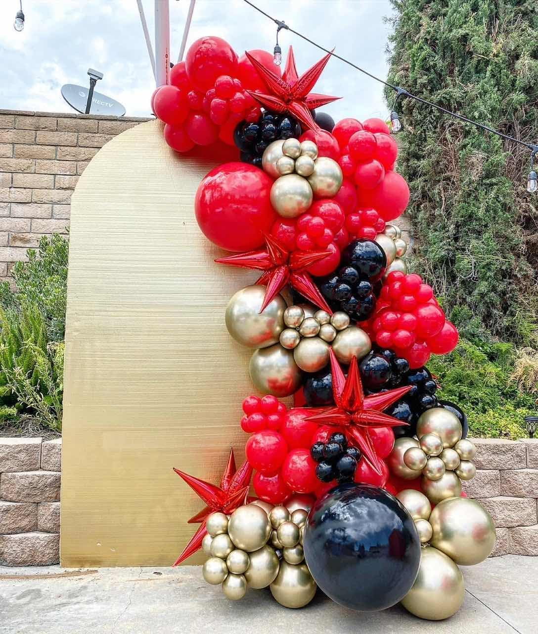 Red and Black AJH3 Gold Balloon Arch Garland kit Red and Black Chrome ...