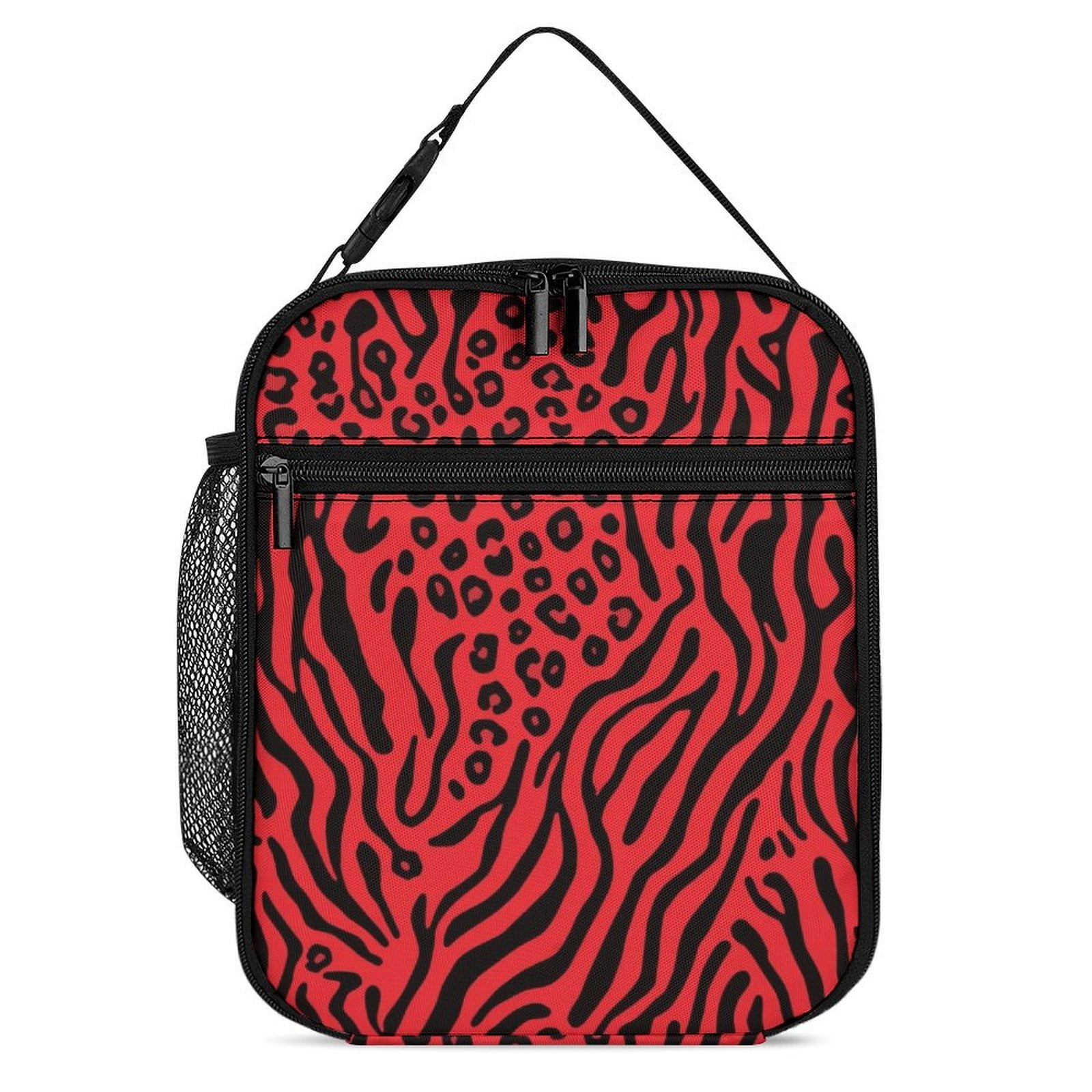 Red Black Animal Print Lunch Bag For Men Women Reusable Lunch Box ...