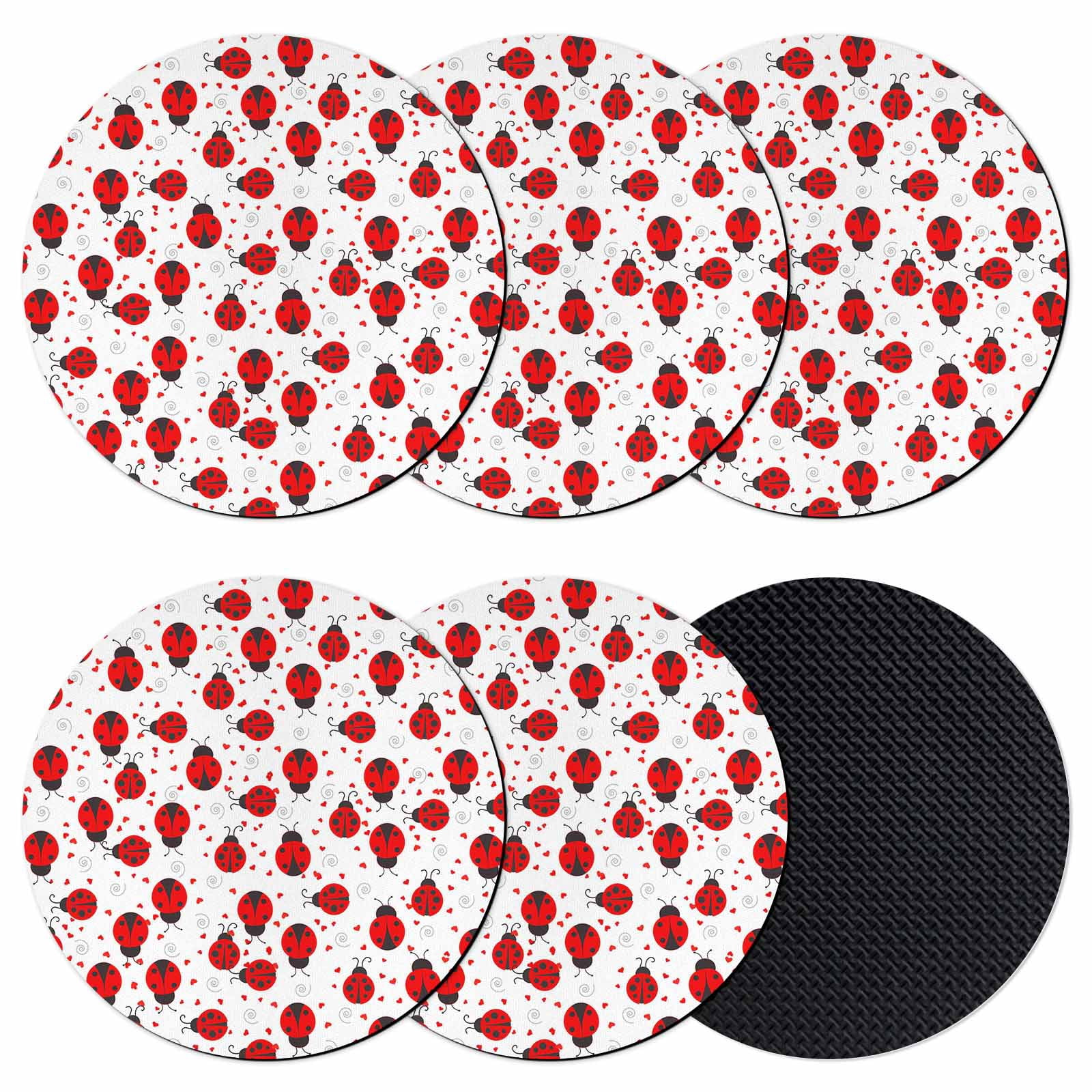 Red Black Animals Coasters Set of 6, Absorbent Coasters for Drinks ...
