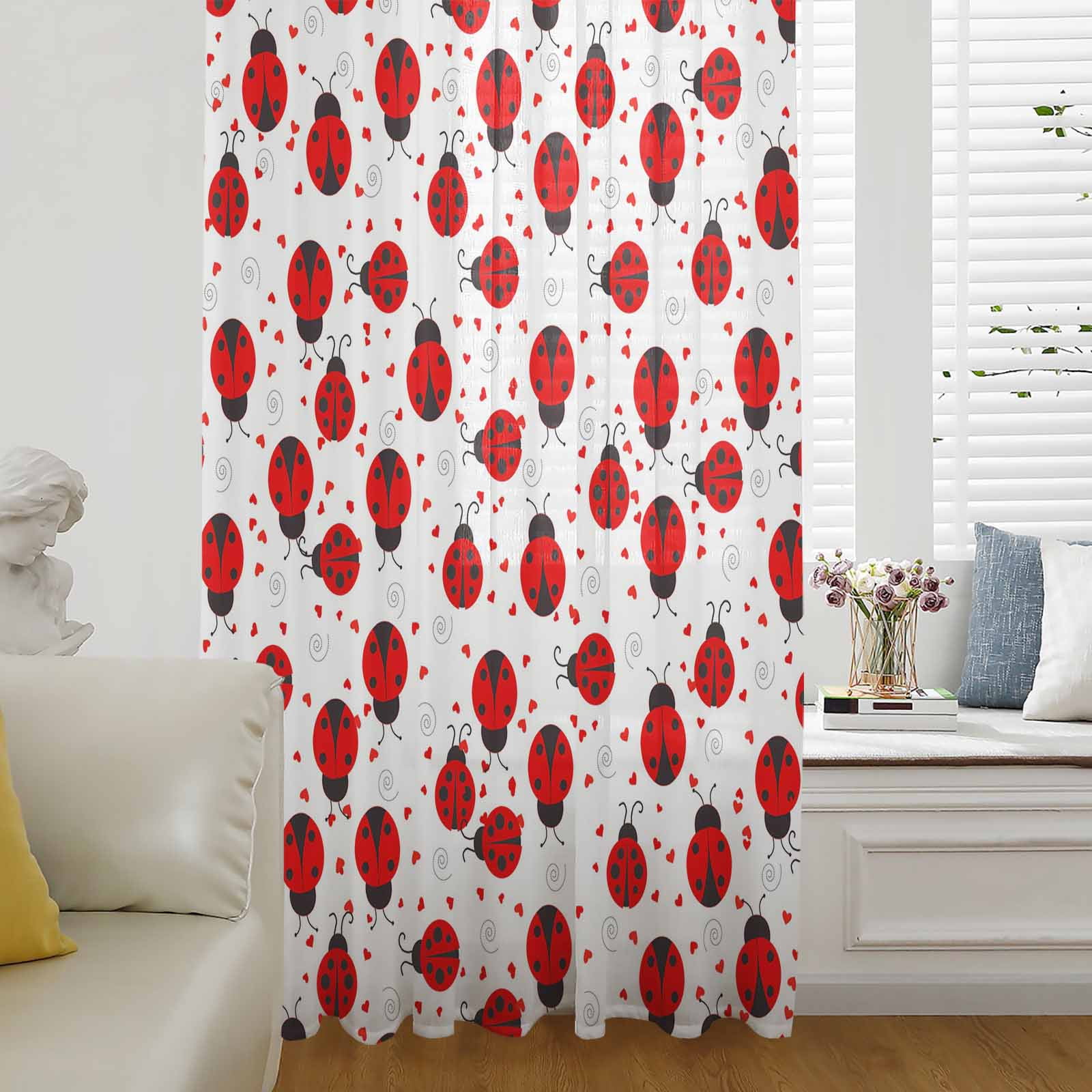 Red Black Animals Semi Sheer Curtains Drapes for Living Room, Bedroom ...