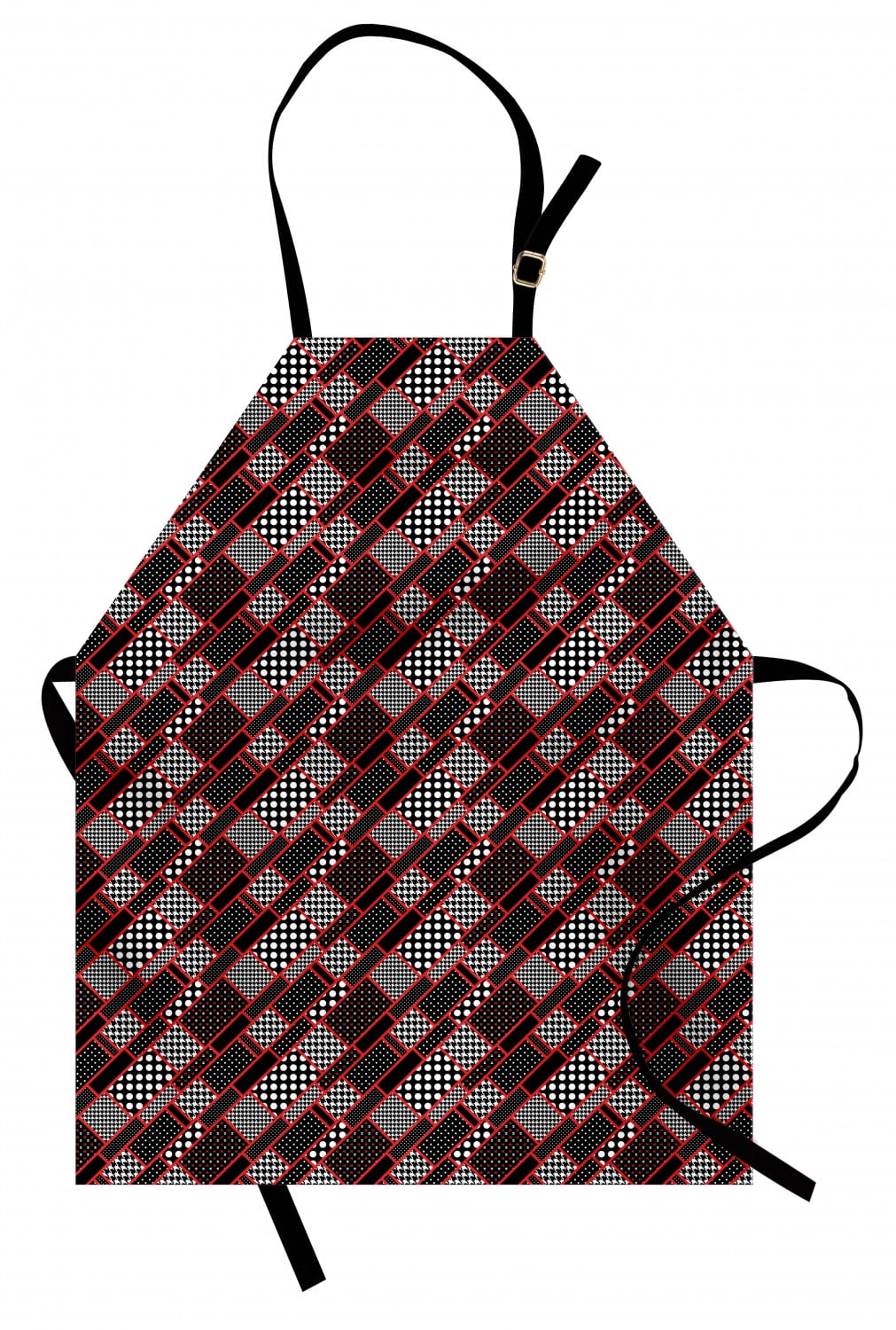 Red and Black Apron Geometric Rectangle Frames Retro Patterns Polka ...