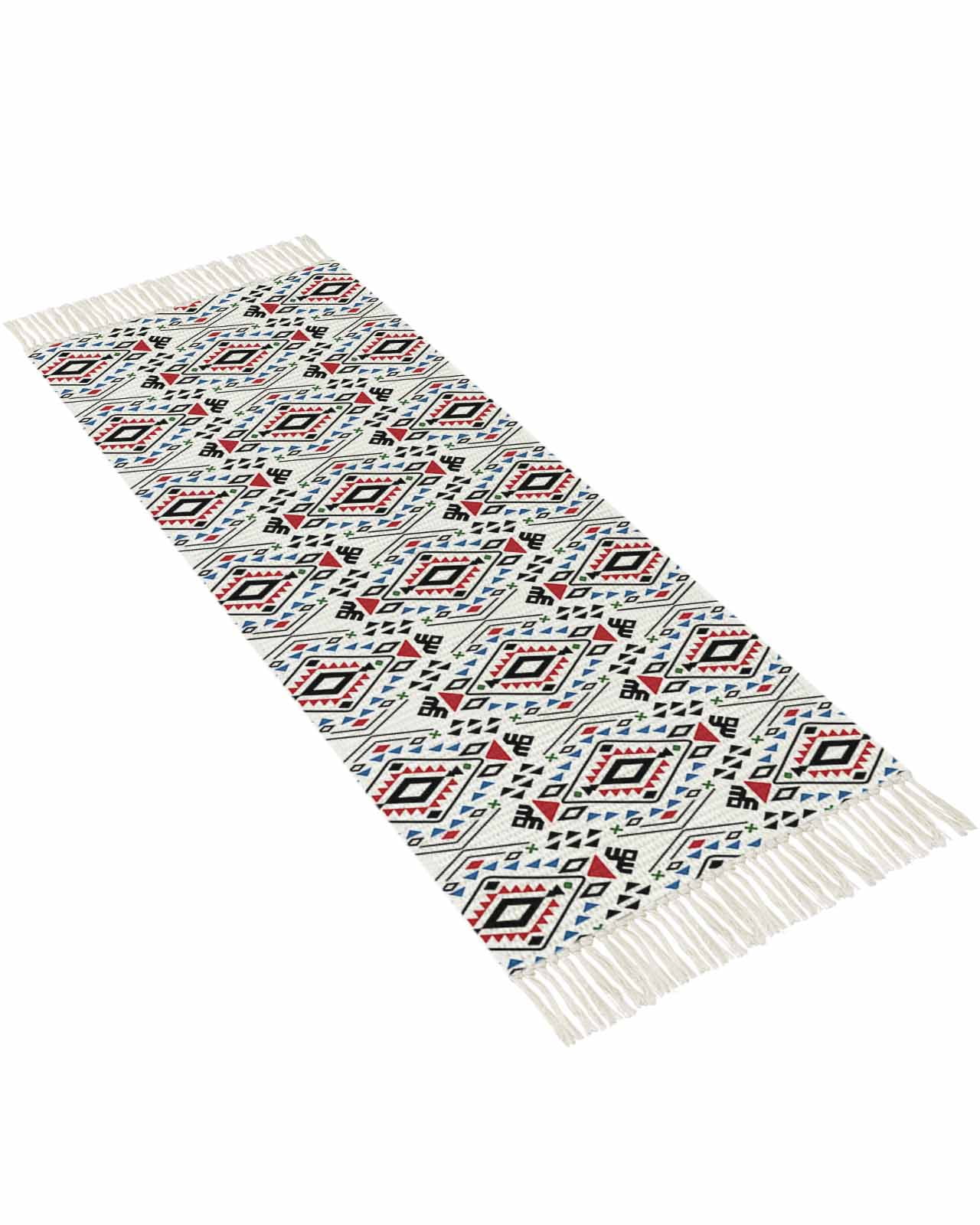 Red Black Aztec Kitchen Runner Rug 2'x4', Washable Woven Cotton Area ...