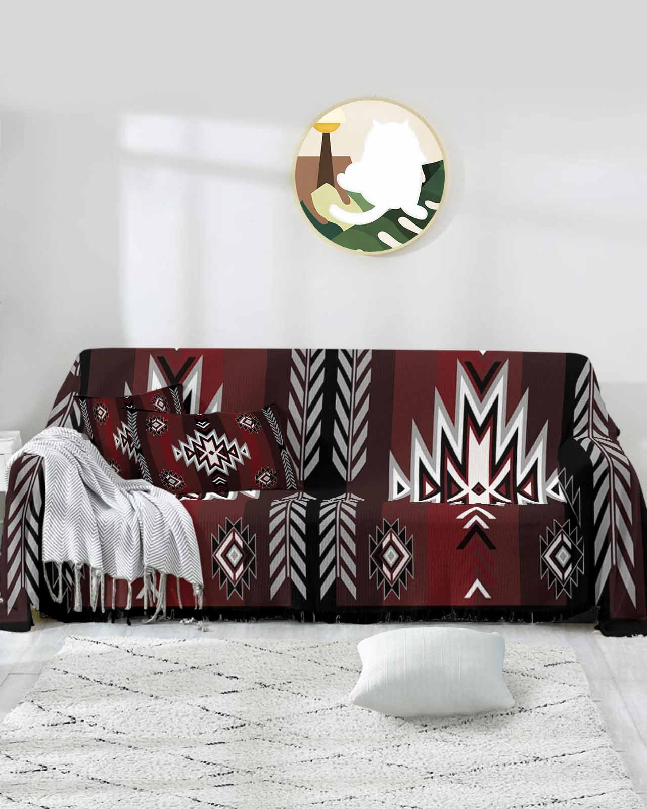 Red Black Aztec Sofa Couch Covers for 3 Cushion Couch,Washable L Shape ...