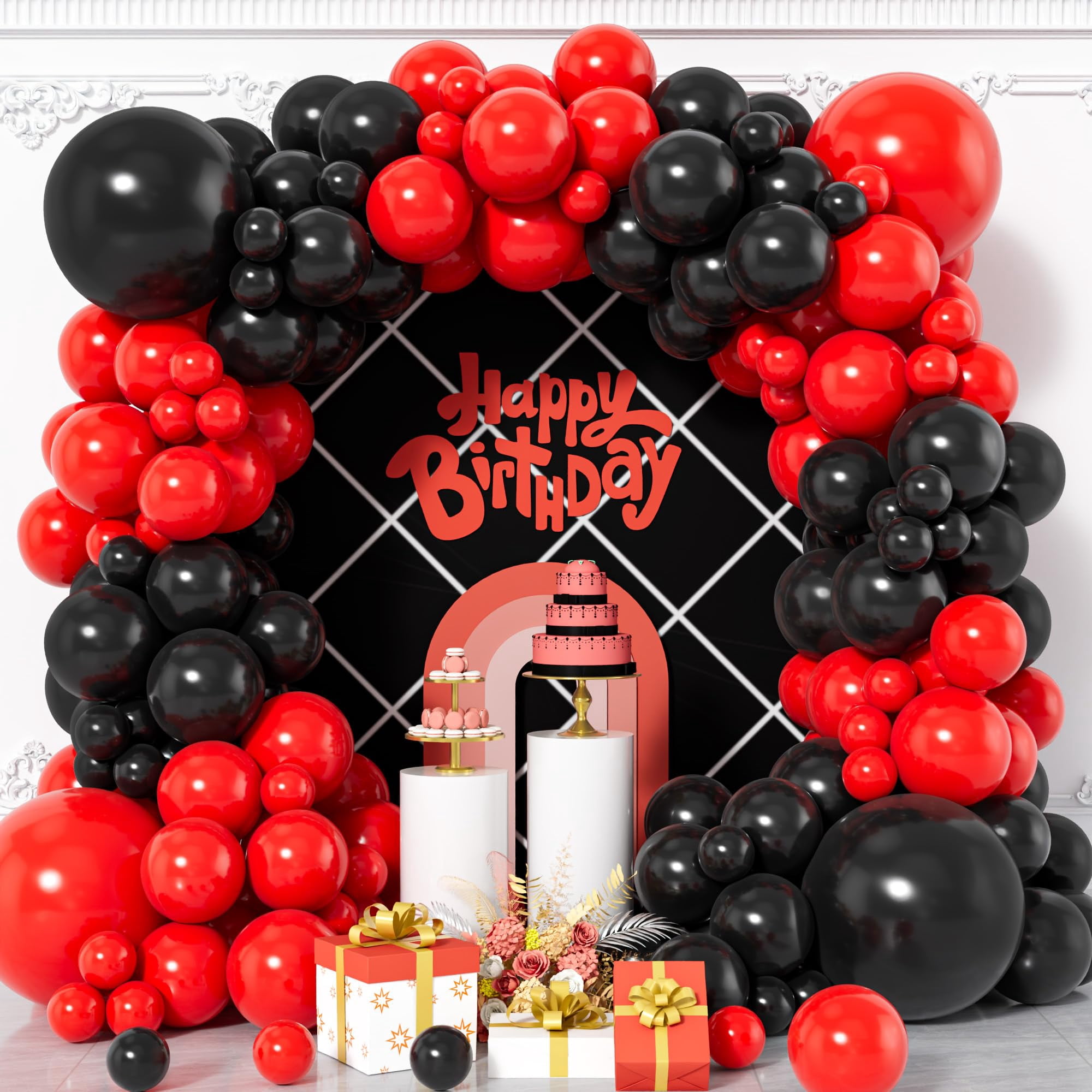 Red and Black Balloon Arch Kit,120 KKS1 Pcs Black Red Balloon Garland ...