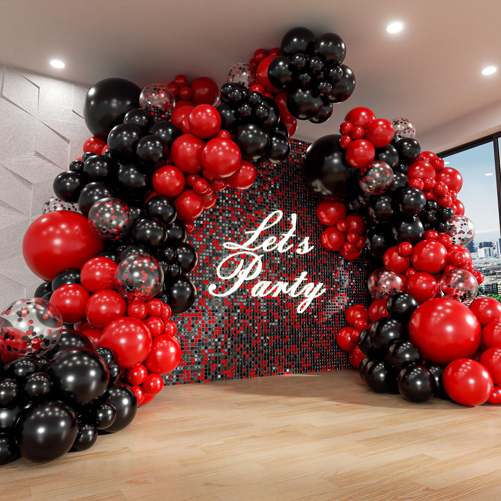 Red and Black Balloon SSF20 Arch Garland Kit with Black Red Confetti ...
