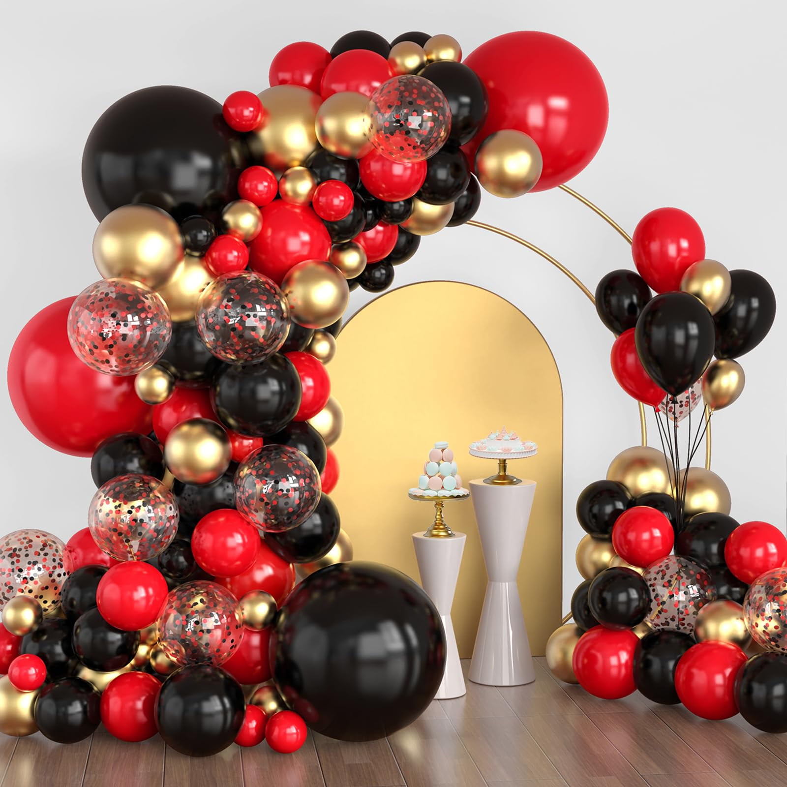 Red and Black Balloon SSF20 Garland Kit, Red Black and Gold Balloon Arch, 114PCS 4 Sizes Black ...