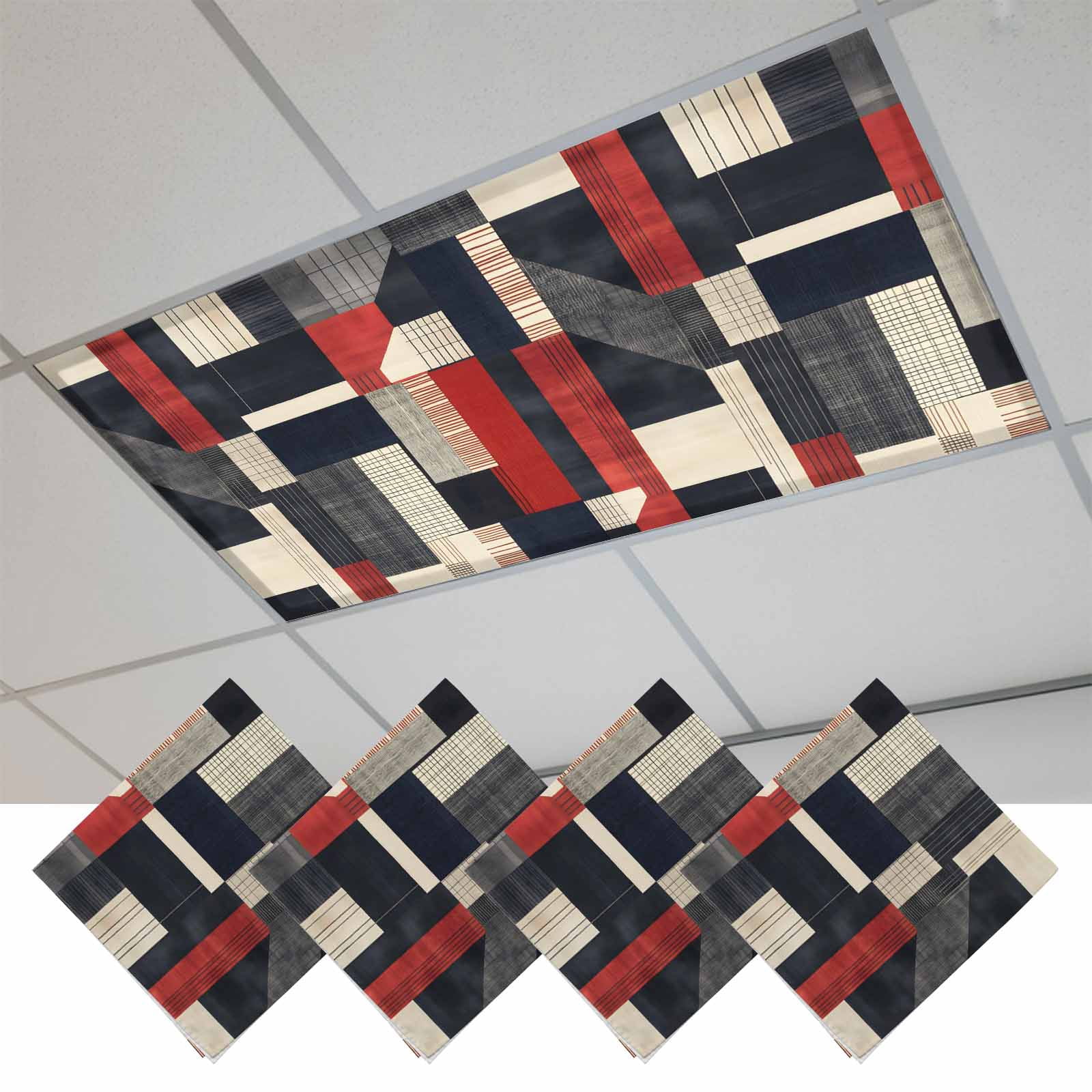Red Black Beige Magnetic Fluorescent Light Covers for Ceiling Lights ...