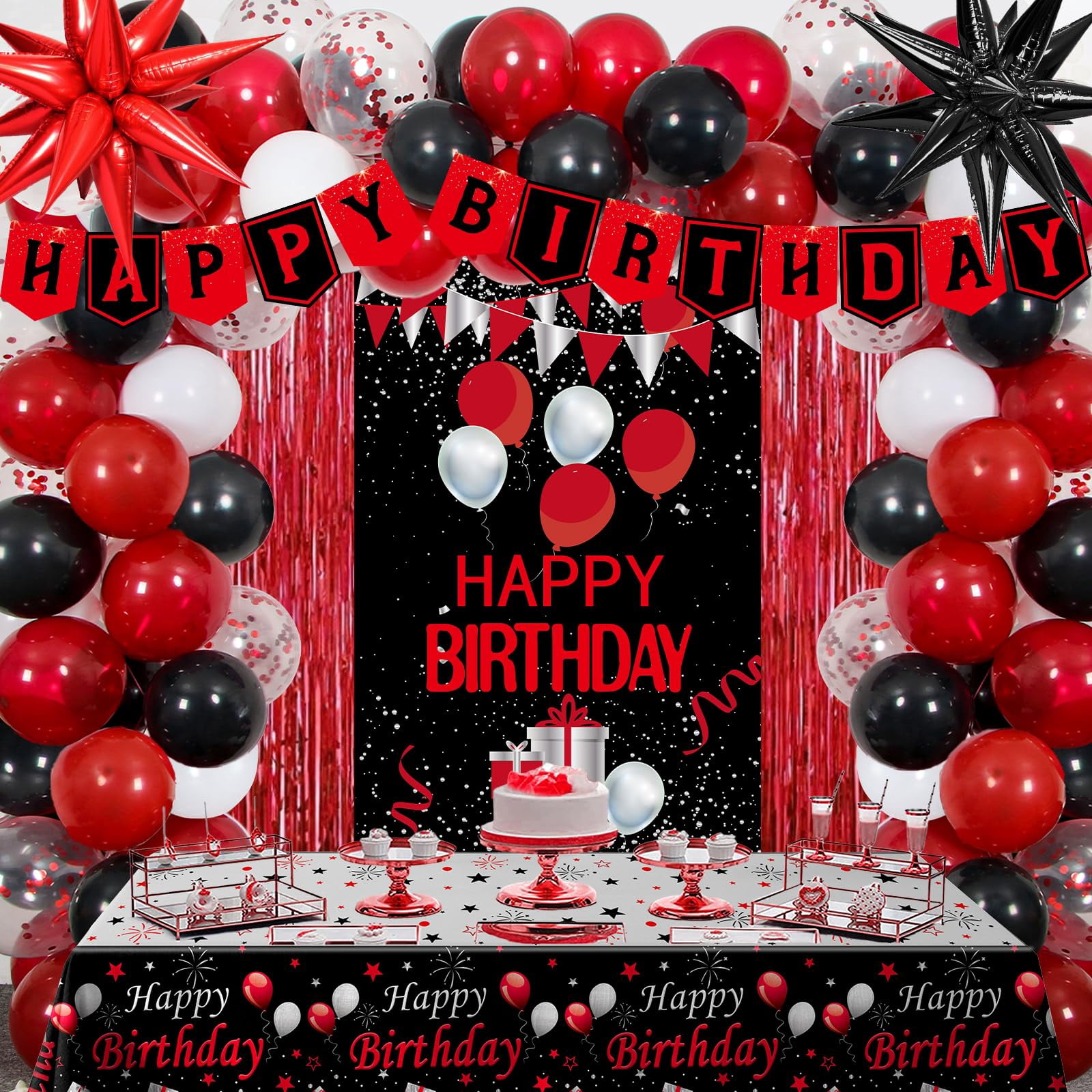 Red Black Birthday Decorations for Men Women, Red Black Party ...