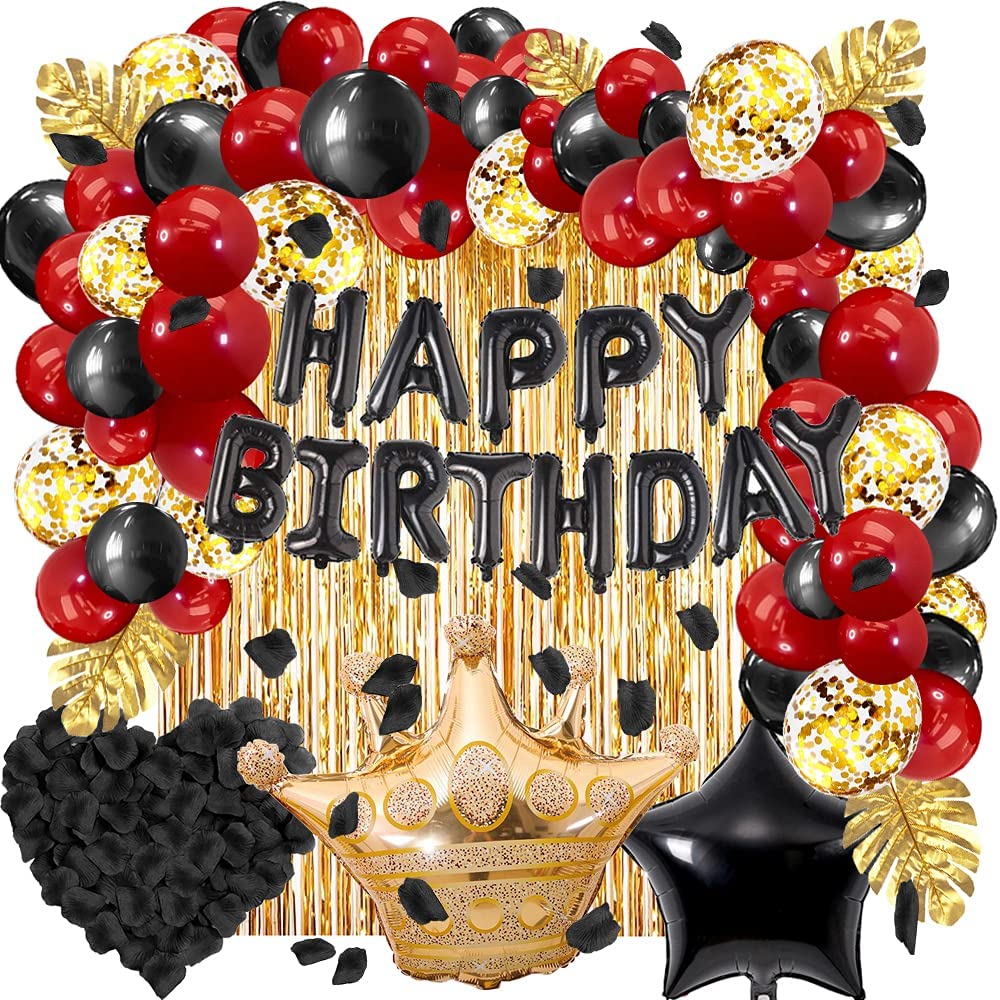 Red and Black Birthday Decorations Party Supplies Set,Black Gold ...