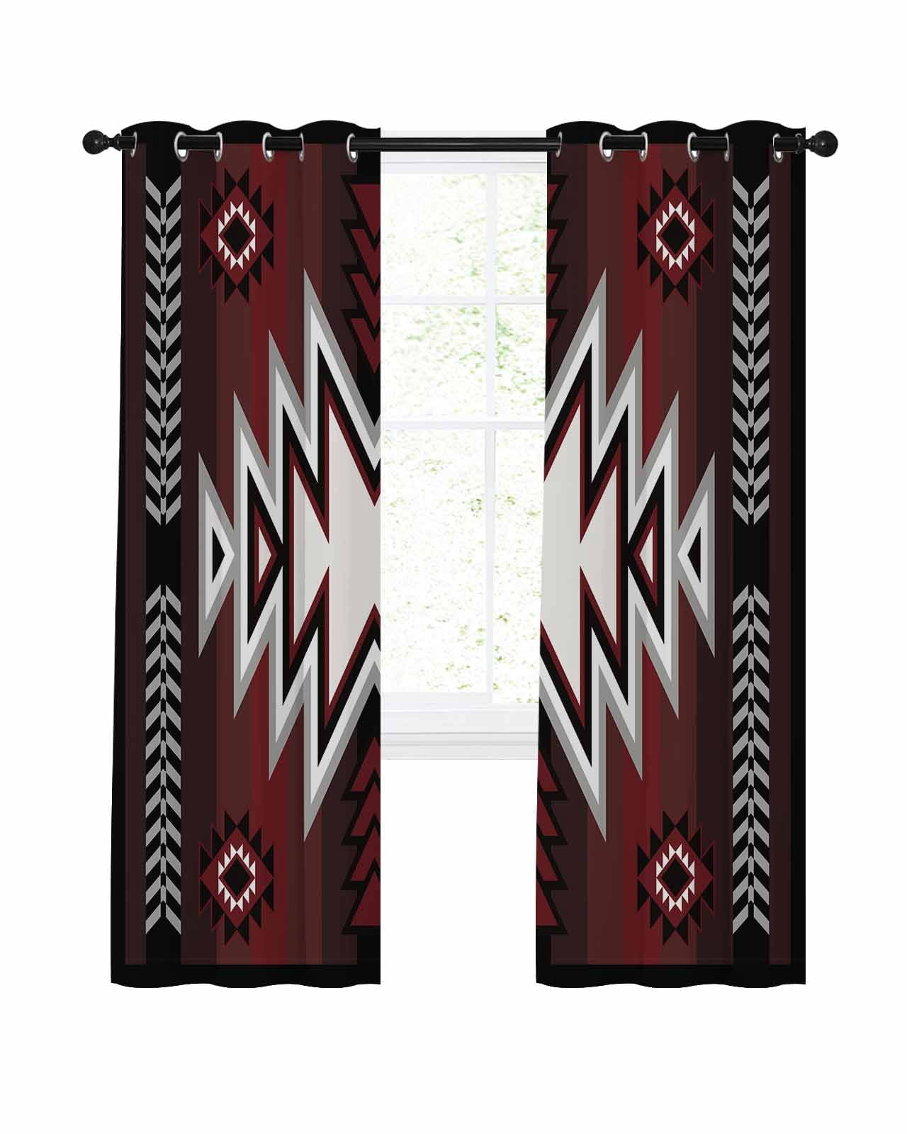 Red Black Blackout Curtains 45 Inches Long for Bedroom, Southwest ...