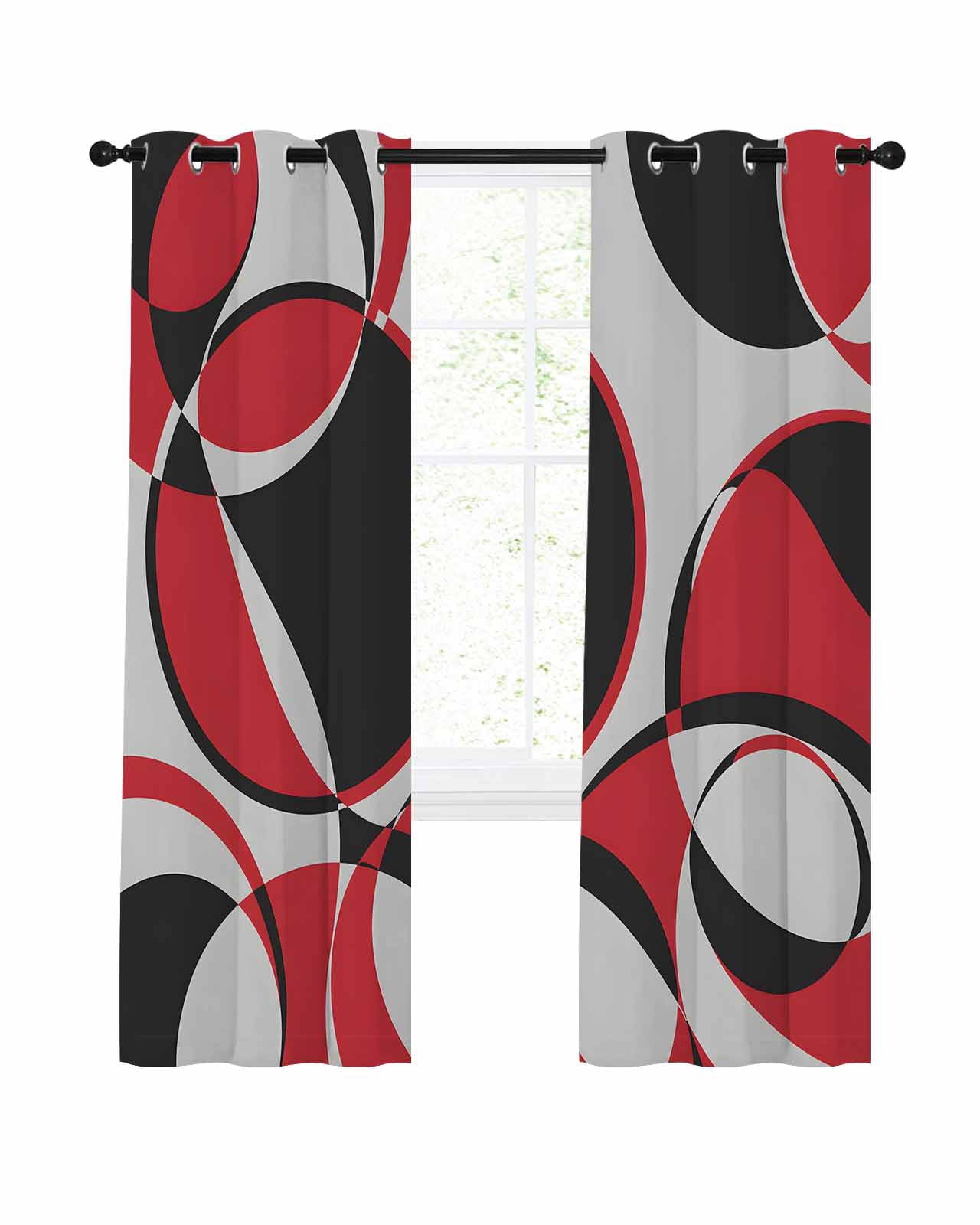 Red Black Blackout Curtains 63 Inch Length Abstract Grey Black Red ...