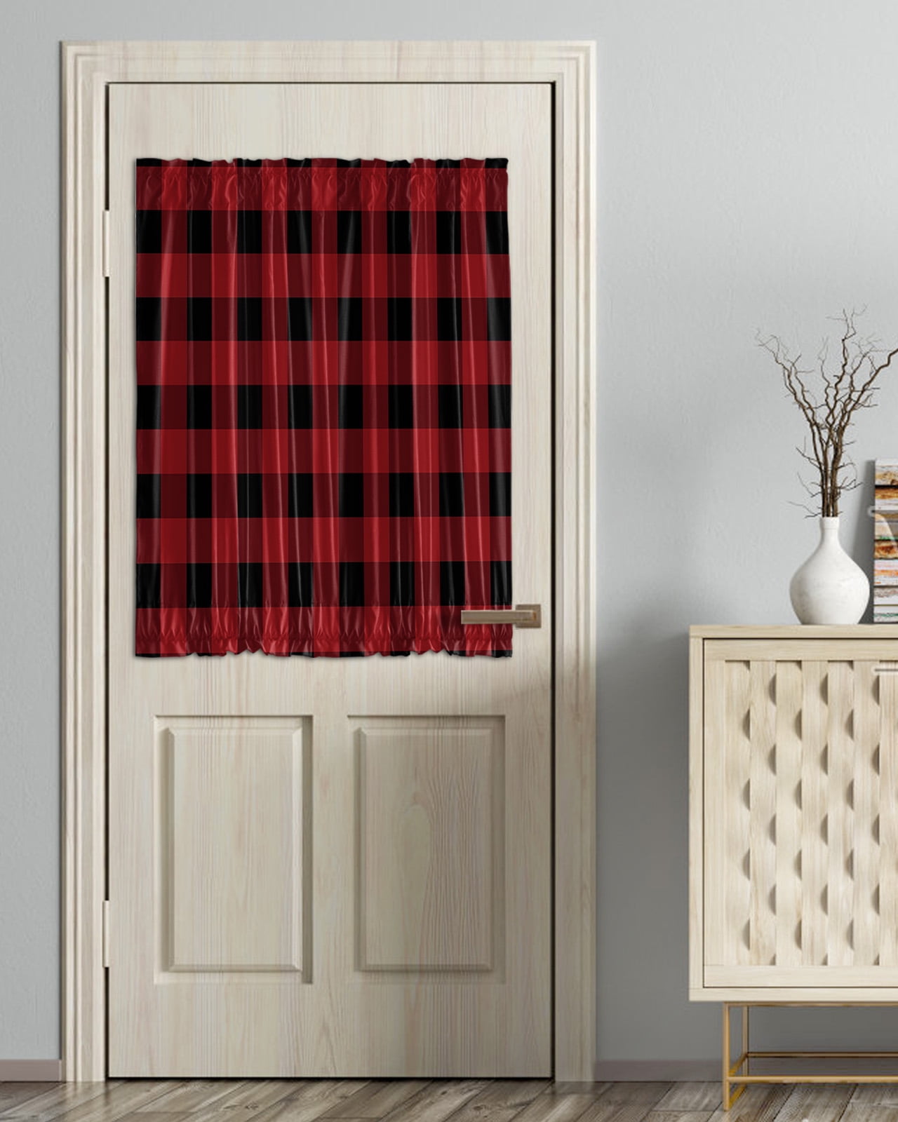 Red Black Buffalo Check Blackout Curtains, French Door Curtains for ...